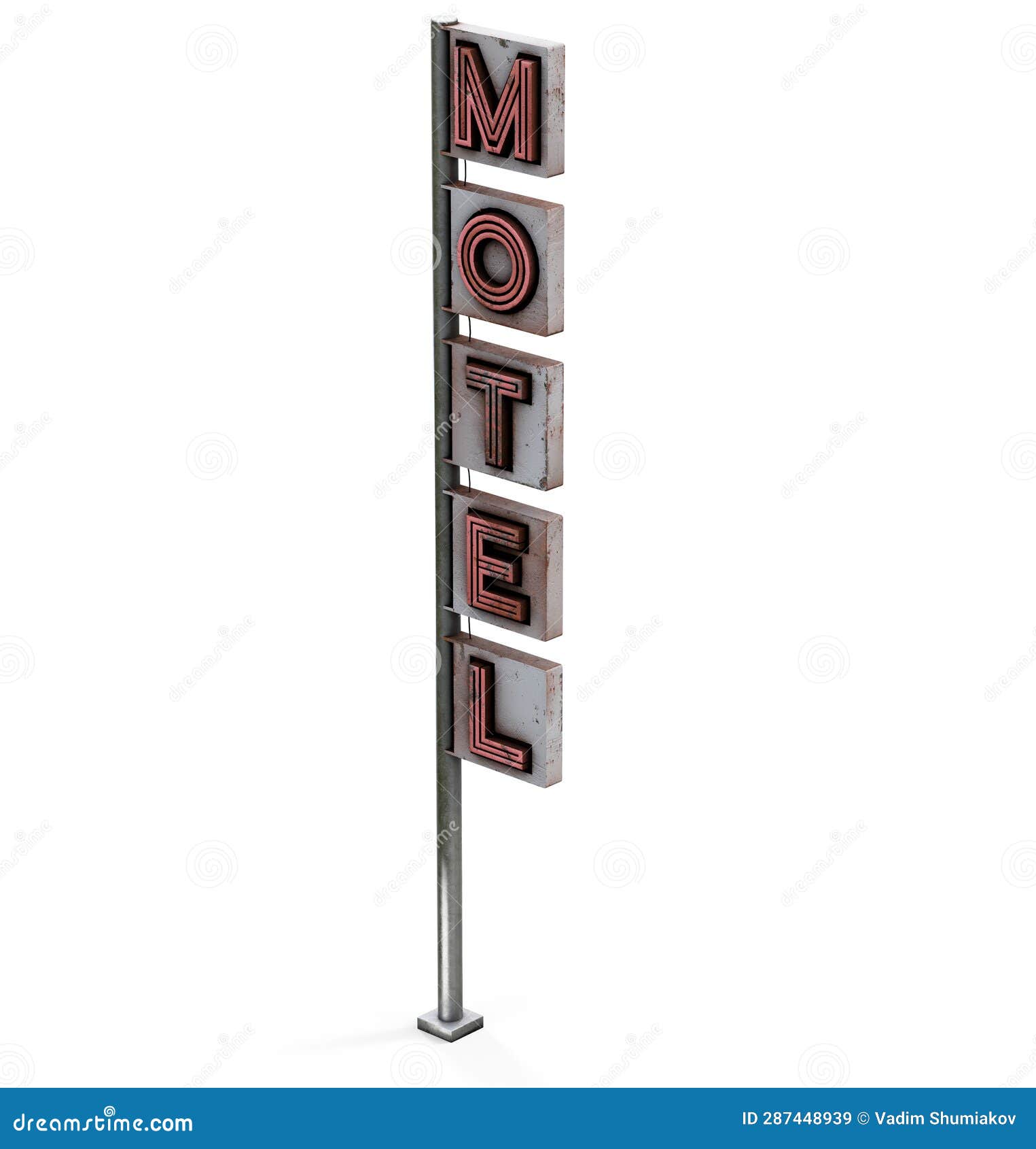 Motel Sign Isolated on White Bckground 3d Render Stock Illustration ...