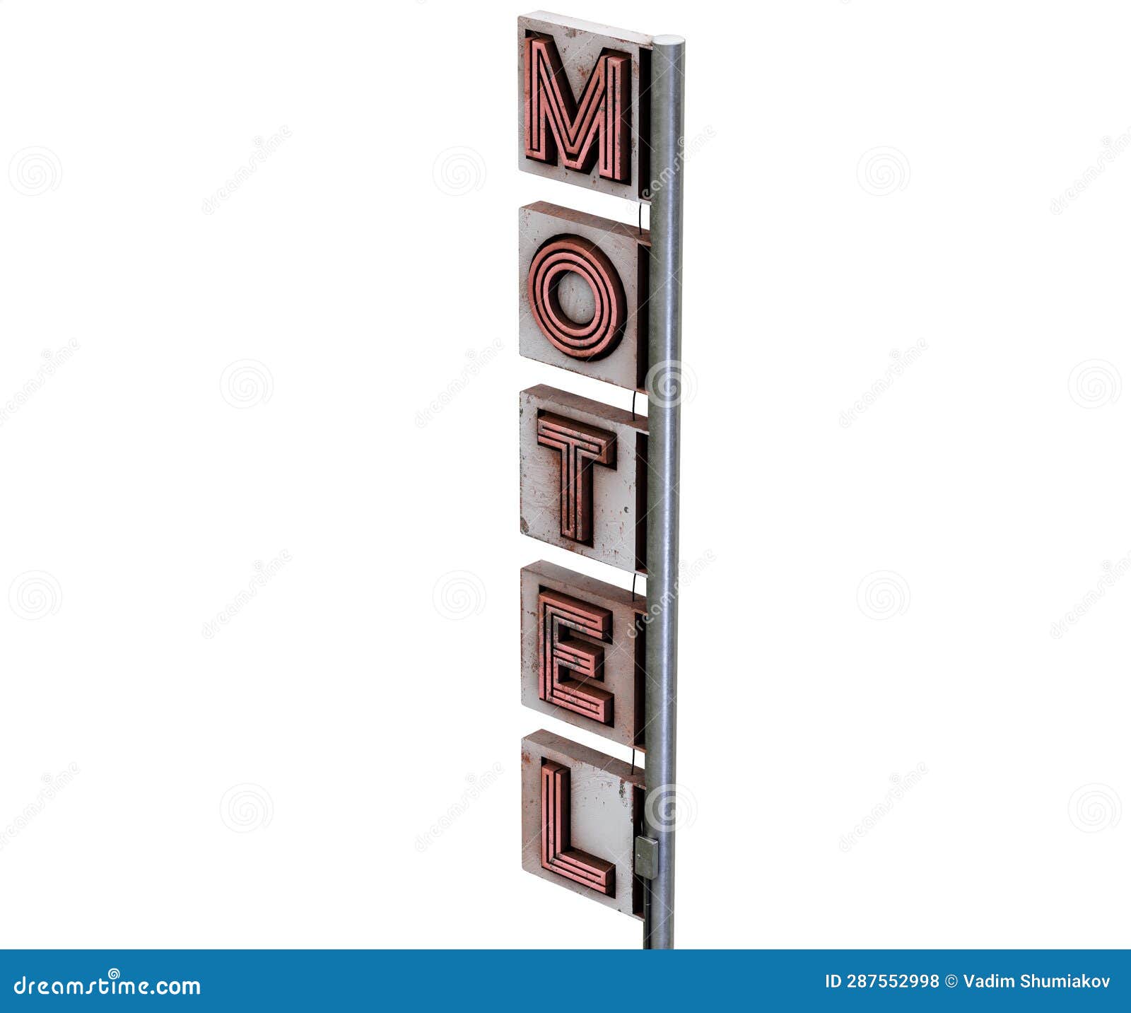 Motel Sign Isolated on White Bckground 3d Render Stock Illustration ...