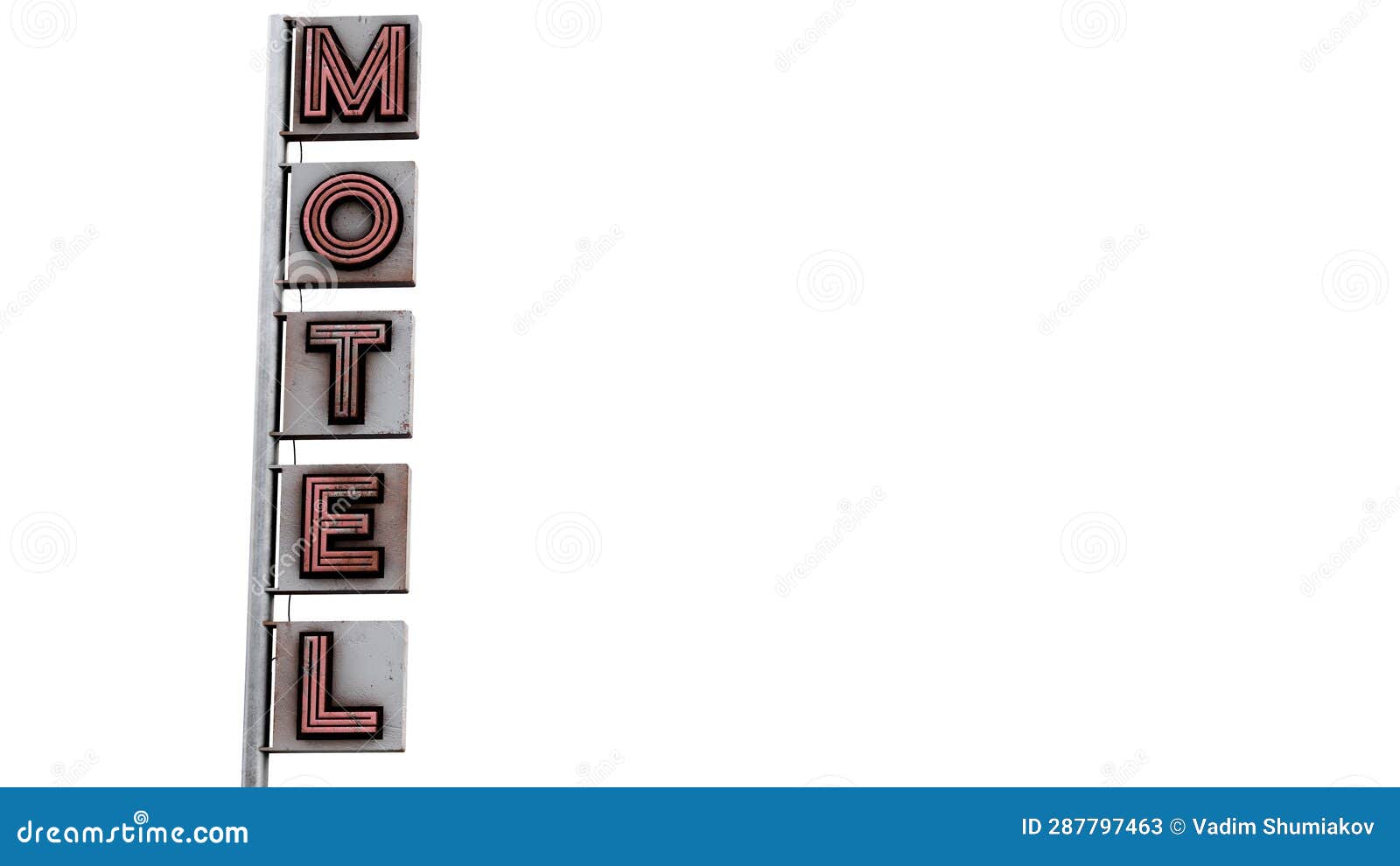 Motel Sign Isolated on White Bckground 3d Render Stock Illustration ...