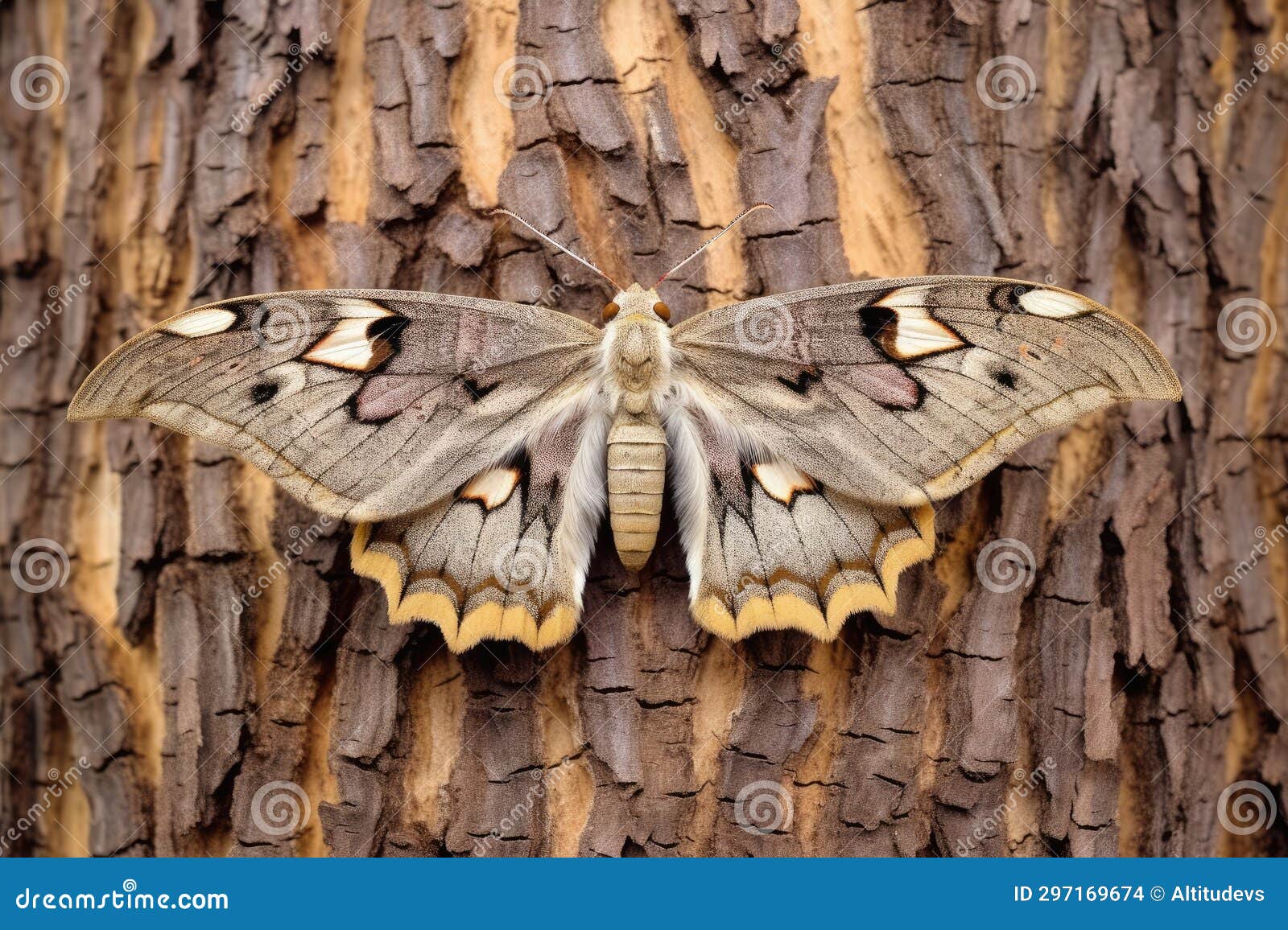 Moth Blending in with a Tree Bark Stock Photo - Image of tree, texture ...