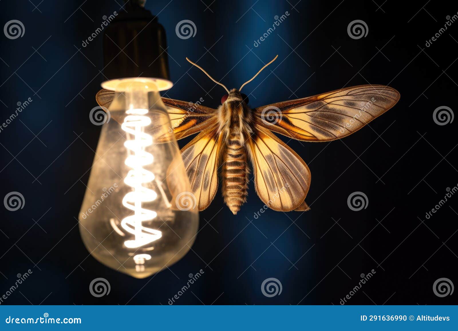 Moth Fluttering Around a Lit Lightbulb Stock Photo - Image of ...