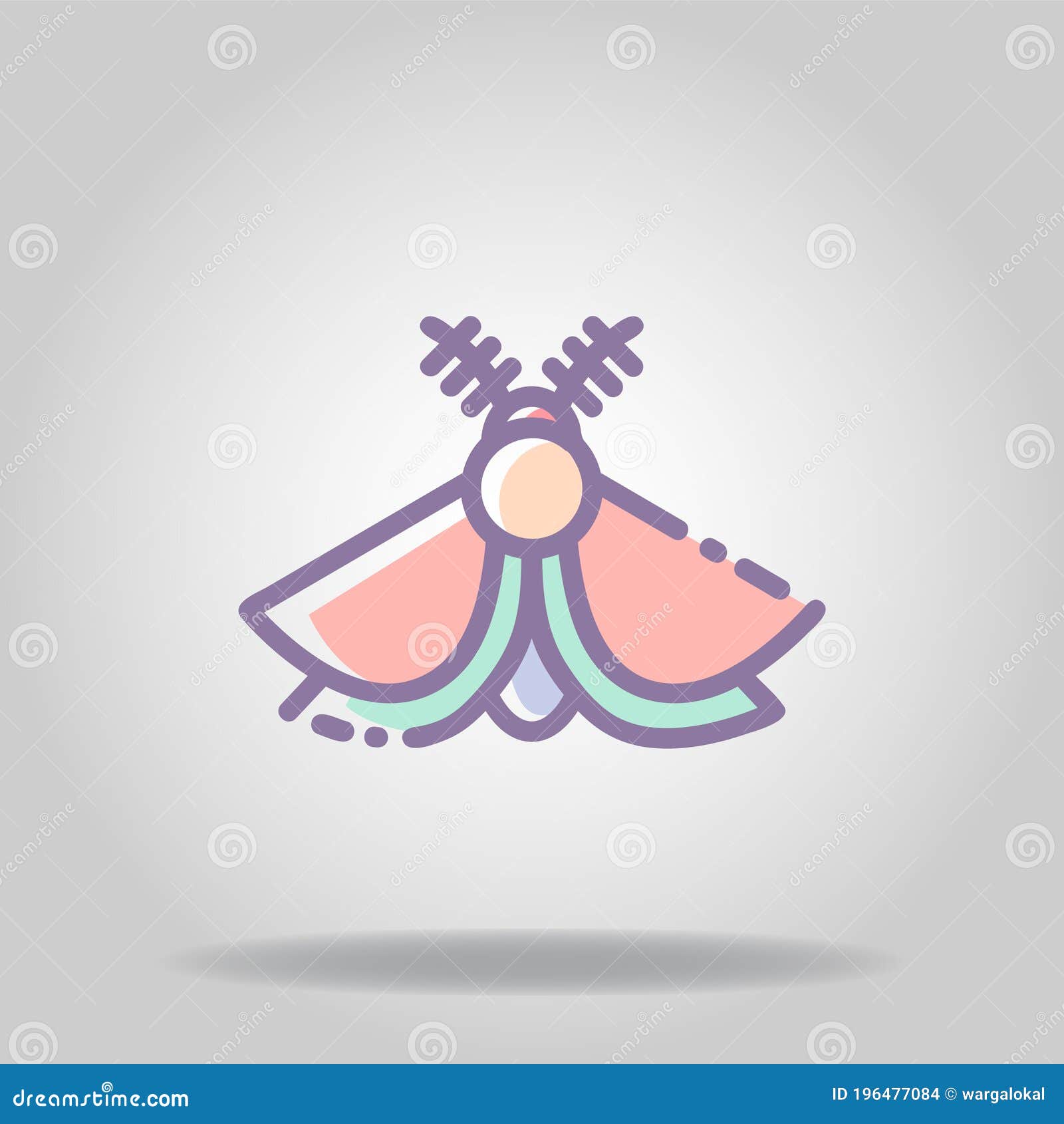 Moth Icon or Logo in Pastel Color Stock Vector - Illustration of flea ...