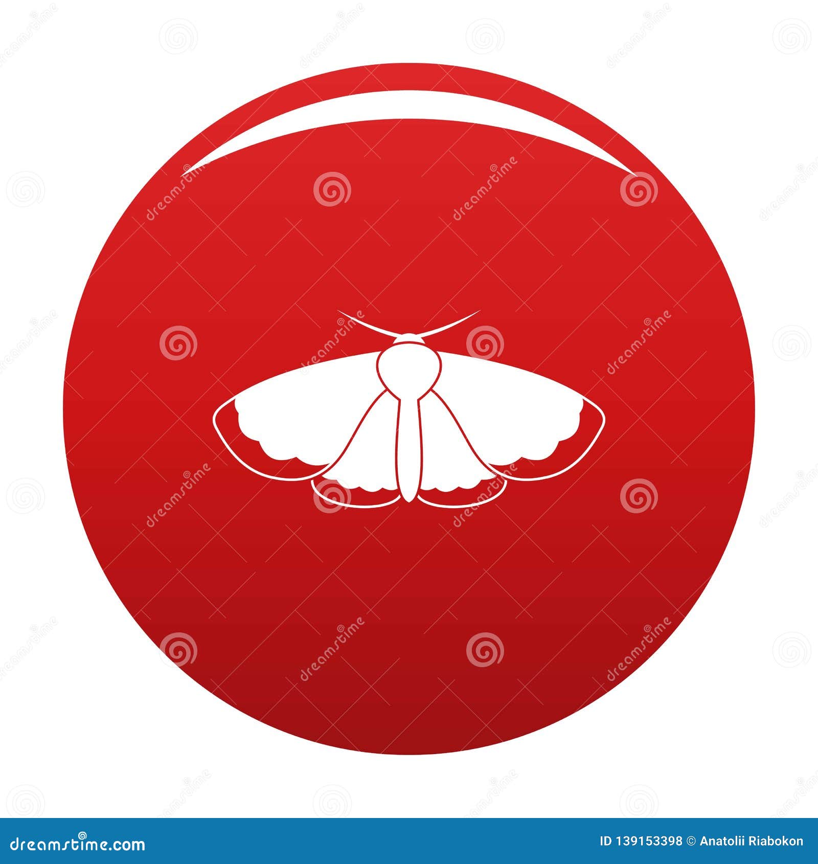 Moth icon vector red stock vector. Illustration of vector - 139153398