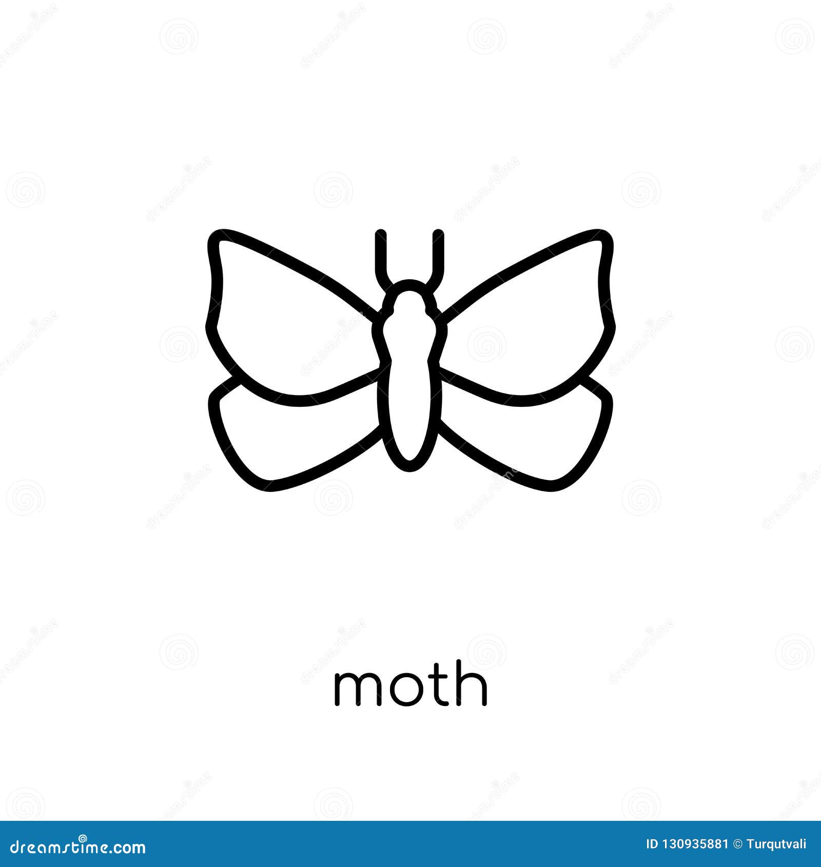 Moth Icon. Trendy Modern Flat Linear Vector Moth Icon on White B Stock Vector - Illustration of ...