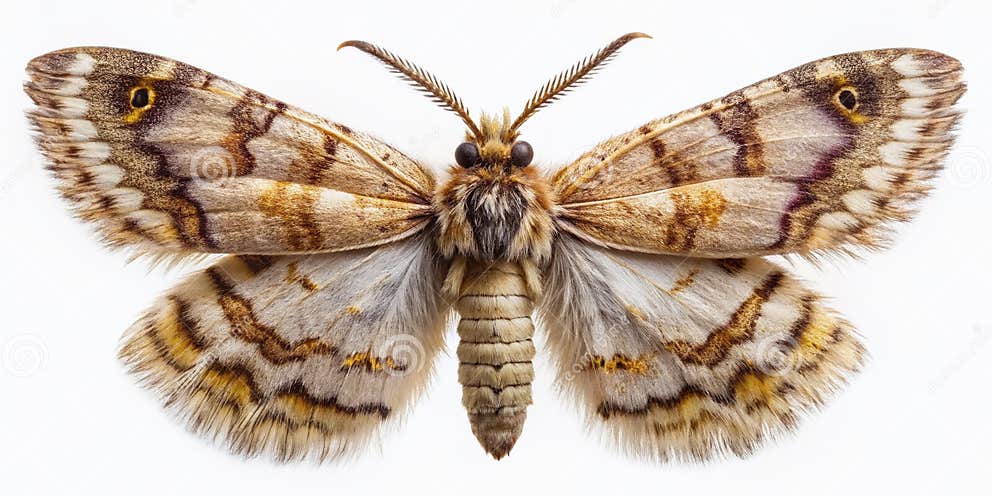 Moth: an Image of a Moth, Displaying Its Fuzzy Body, Feathery Antennae ...