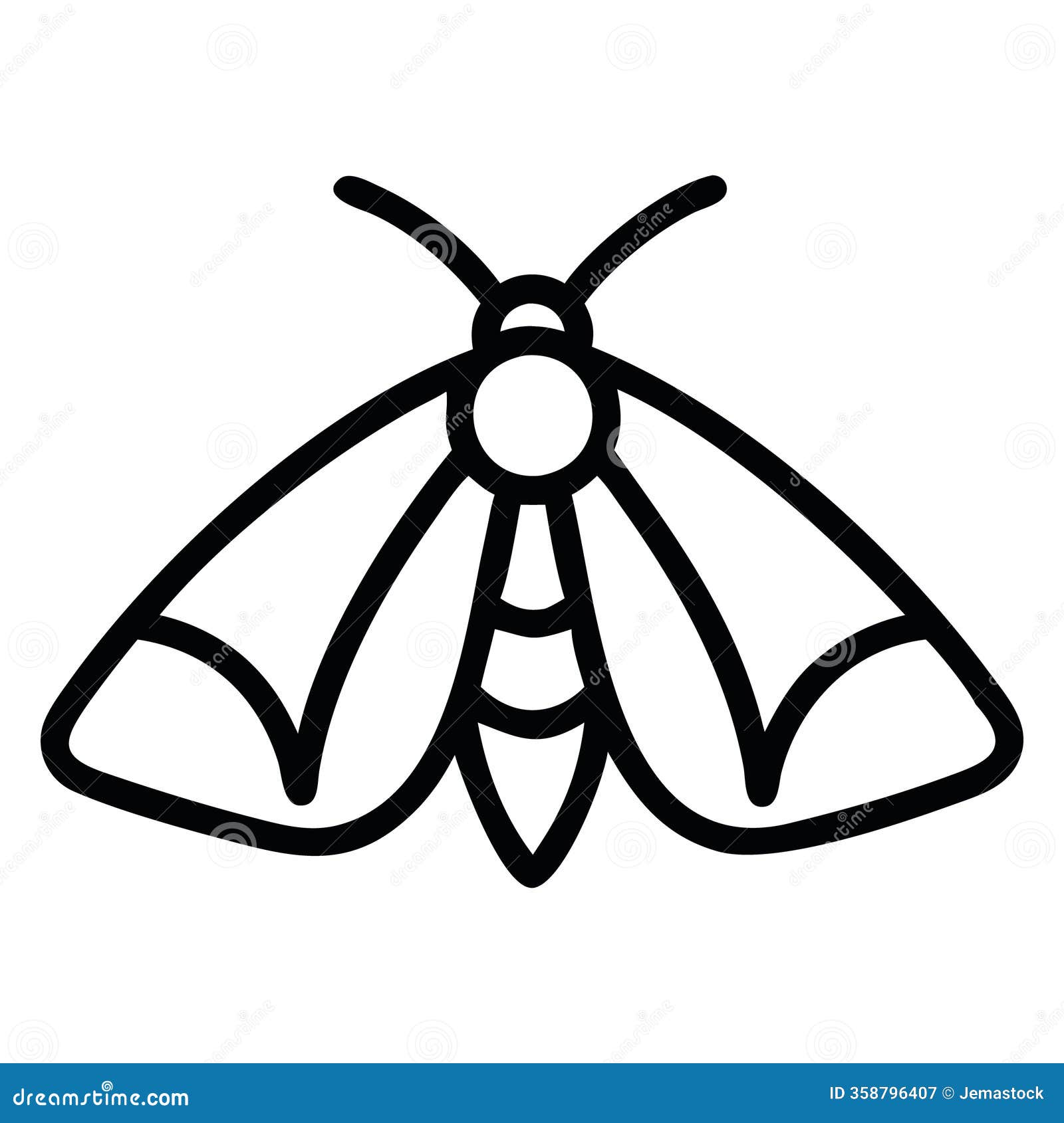 Moth Mystic Symbol Line Art Illustration Stock Vector - Illustration of ...