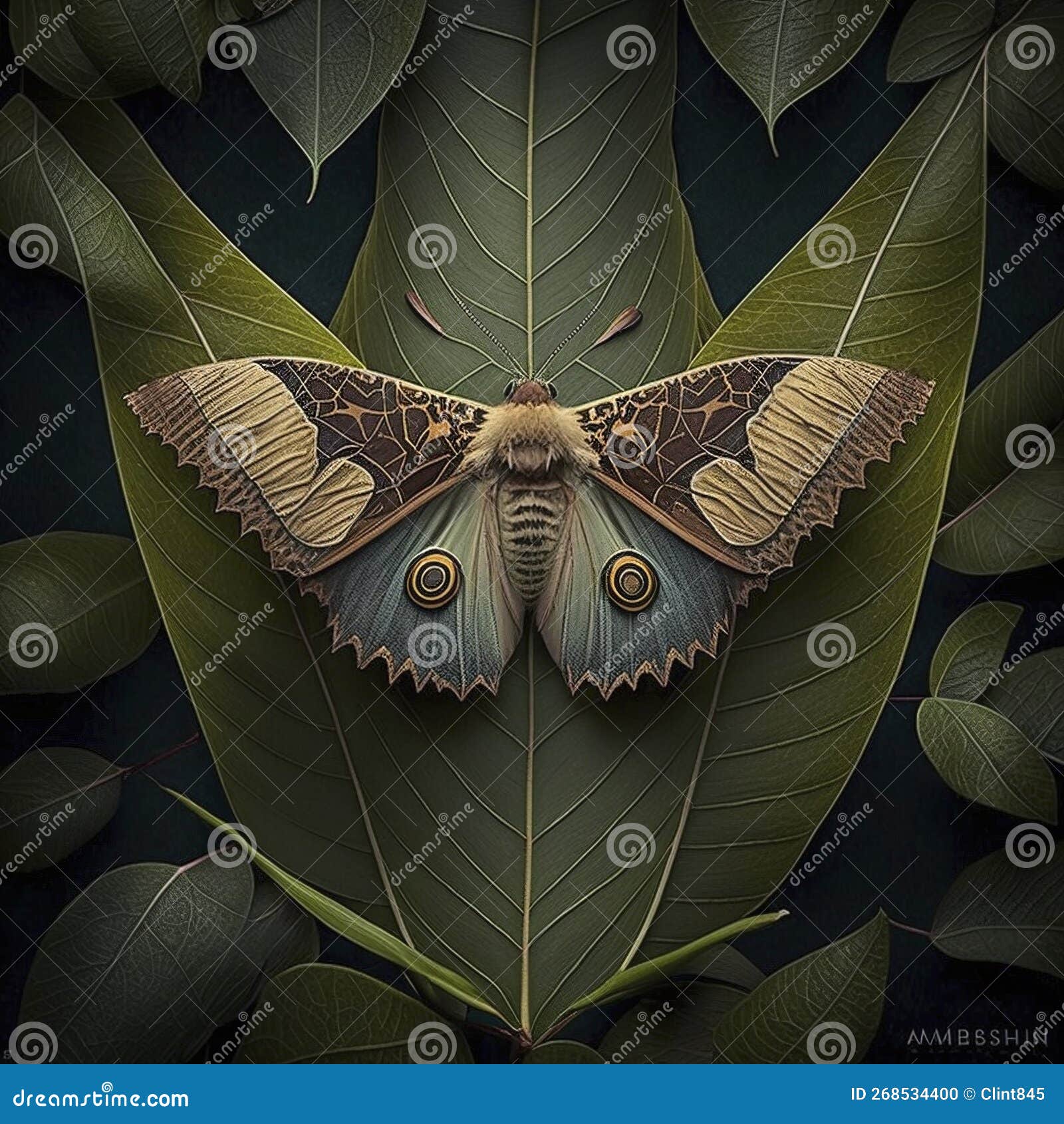 A moth resting on a leaf stock illustration. Illustration of butterfly ...