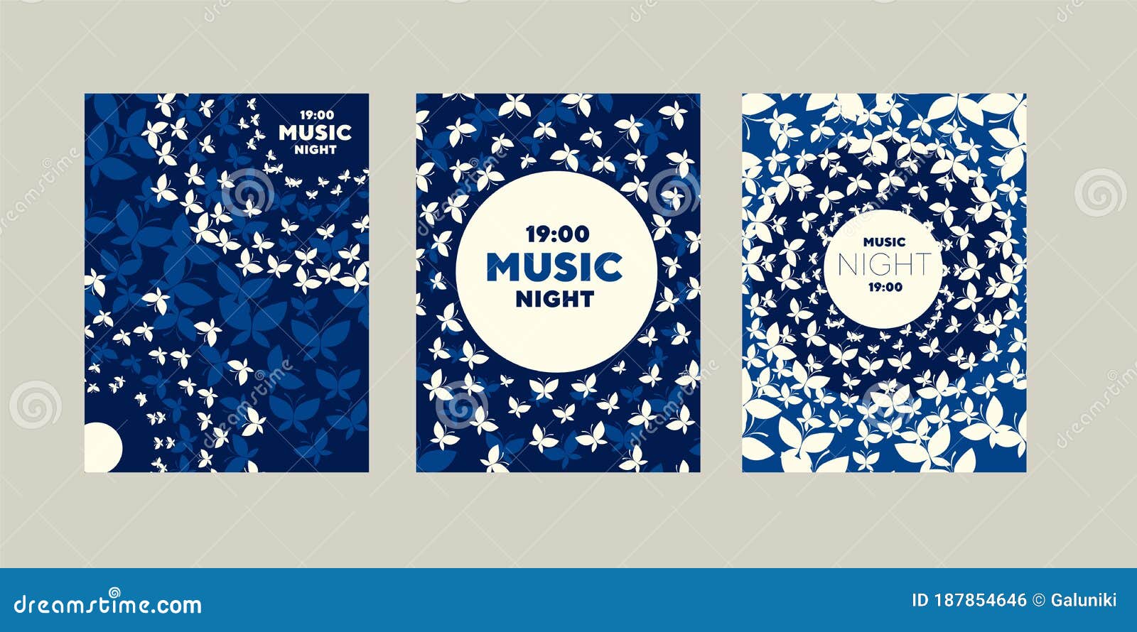 Moth Round Light Concept Music Night Poster Stock Vector - Illustration ...