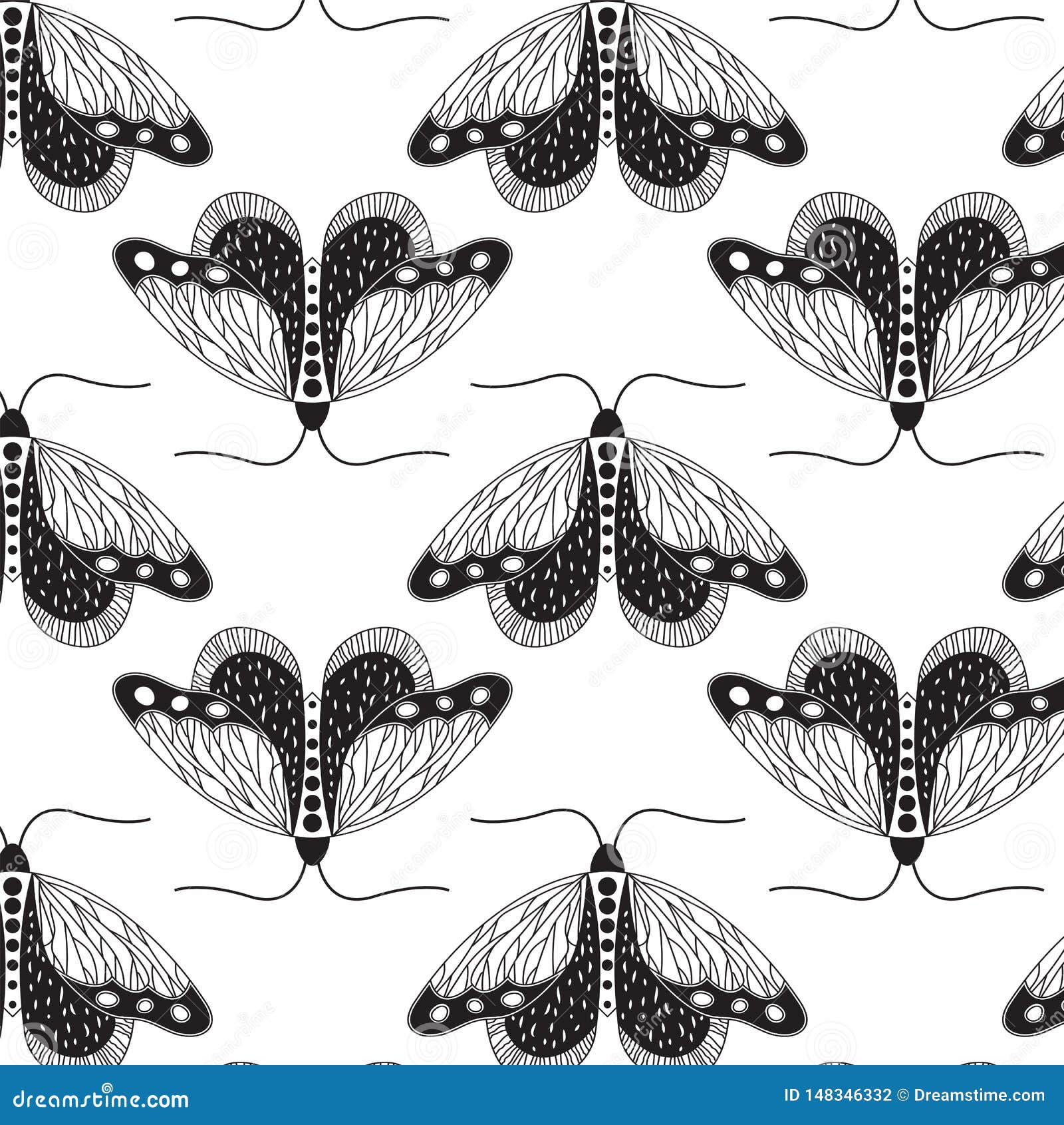 Moth seamless pattern stock illustration. Illustration of transparent ...