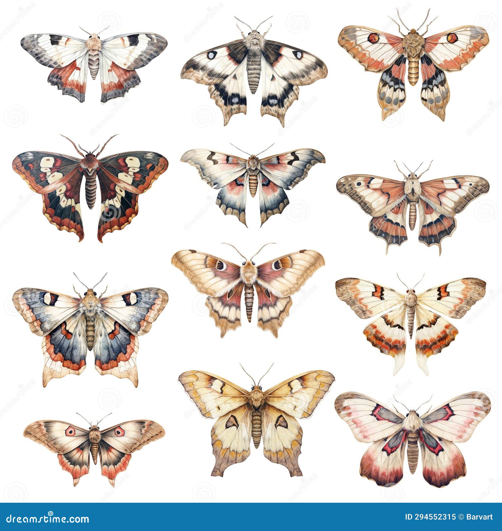 Watercolor Luna Moth Life Cycle Seamless Pattern, Wild Life Repeat ...