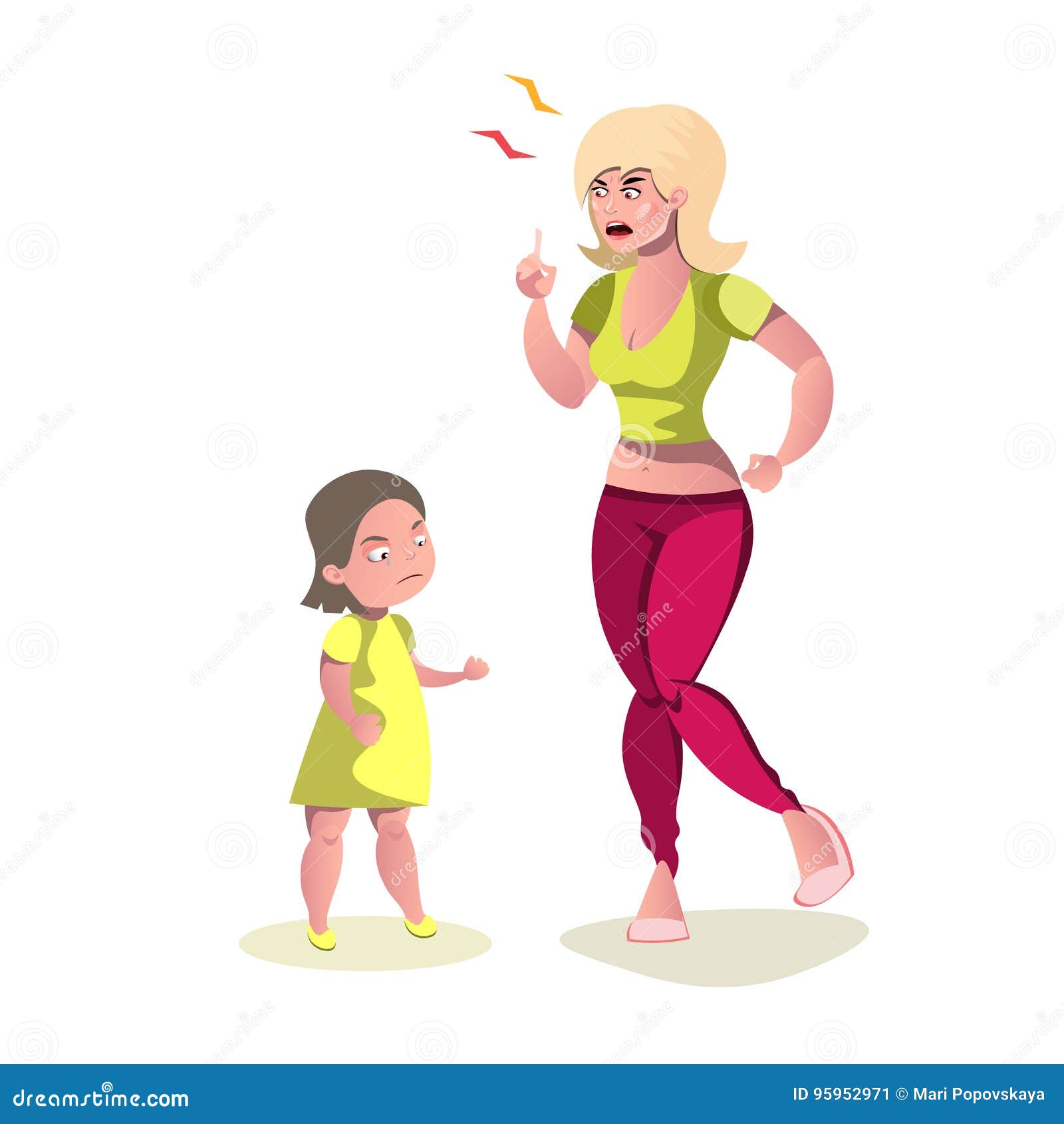 Mother Angry At Her Son And Blame Cartoon Vector