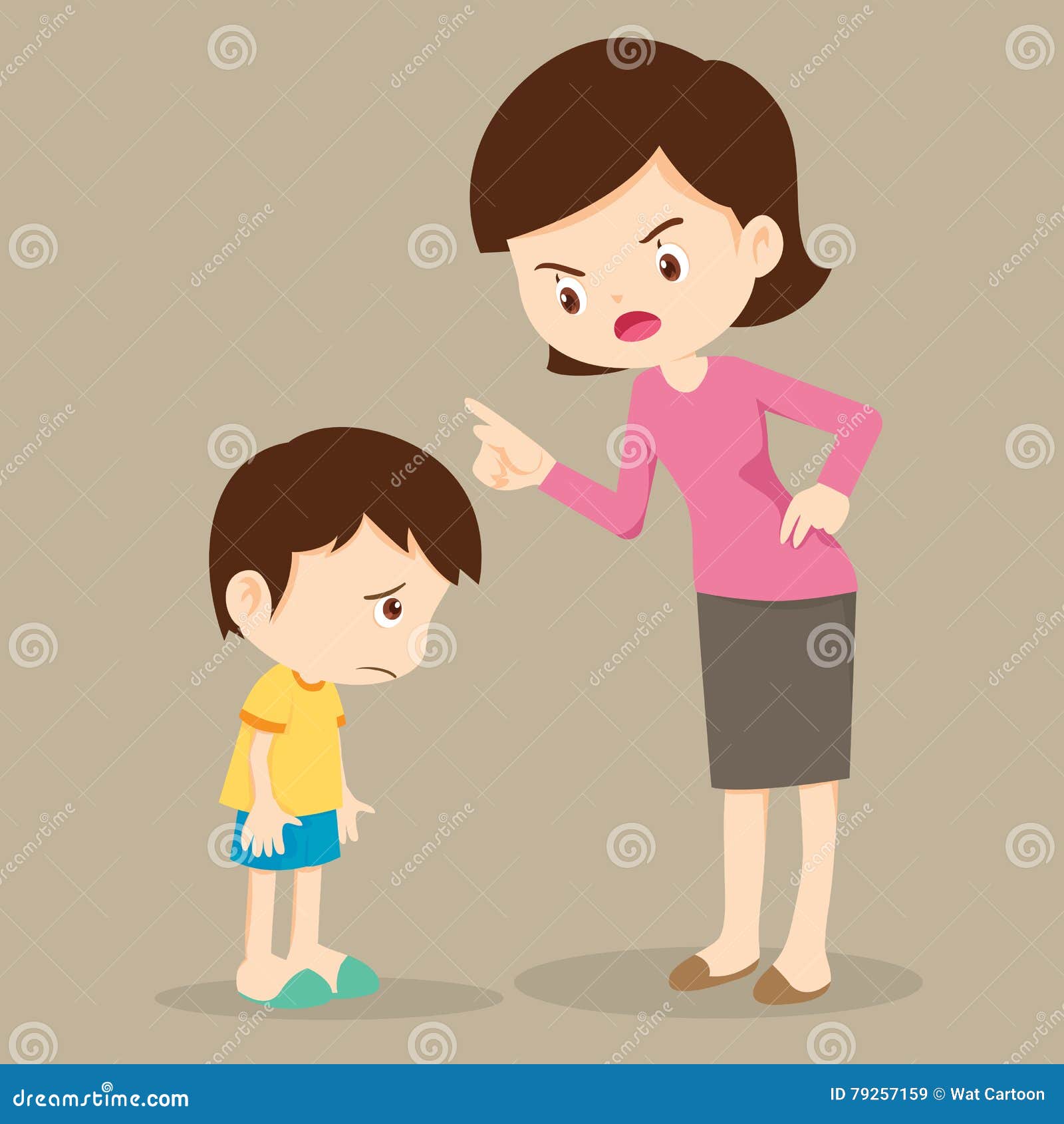 Mother Angry At Her Son And Blame Stock Vector Illustration Of