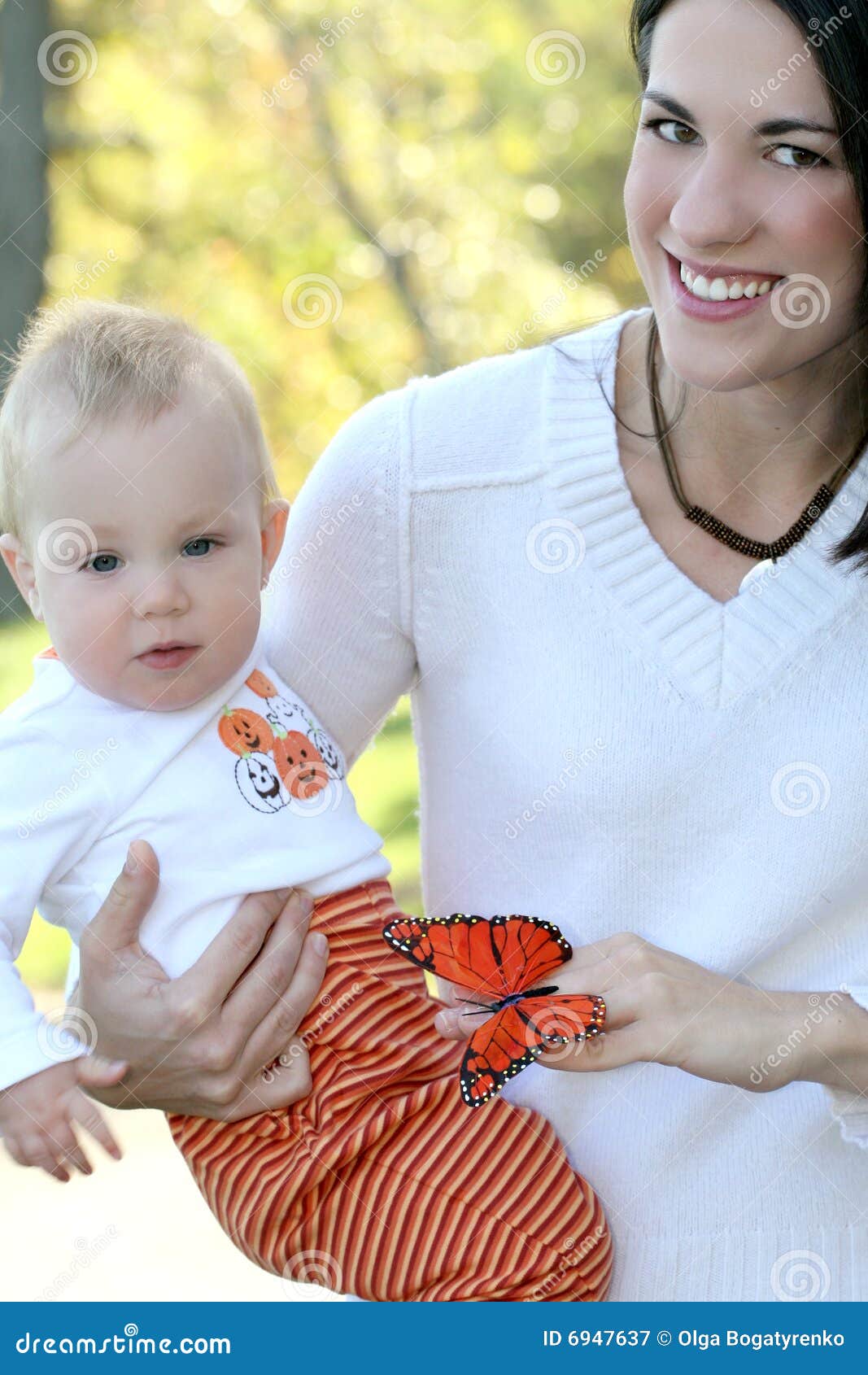 Mother and Baby Boy with Butterfly - Fall Theme Stock Image - Image of ...