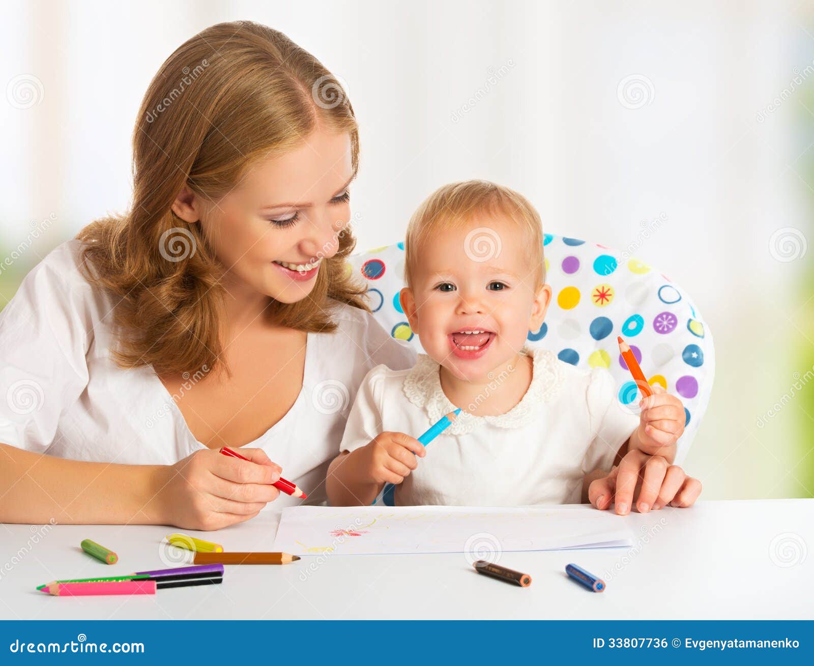 Mother and Baby Draw Color Pencil Stock Photo - Image of drawing ...