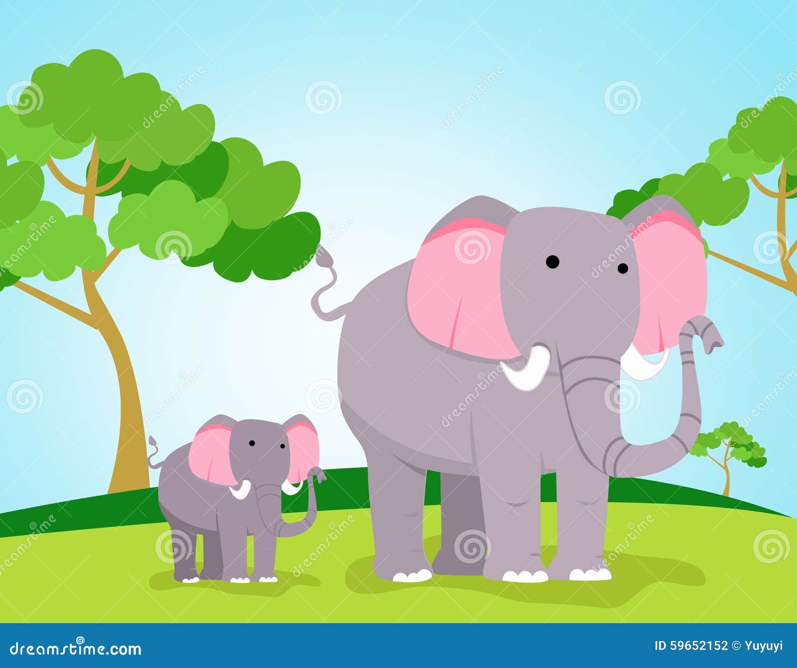 Mother and Baby Elephant Cartoon Stock Vector - Illustration of kind ...