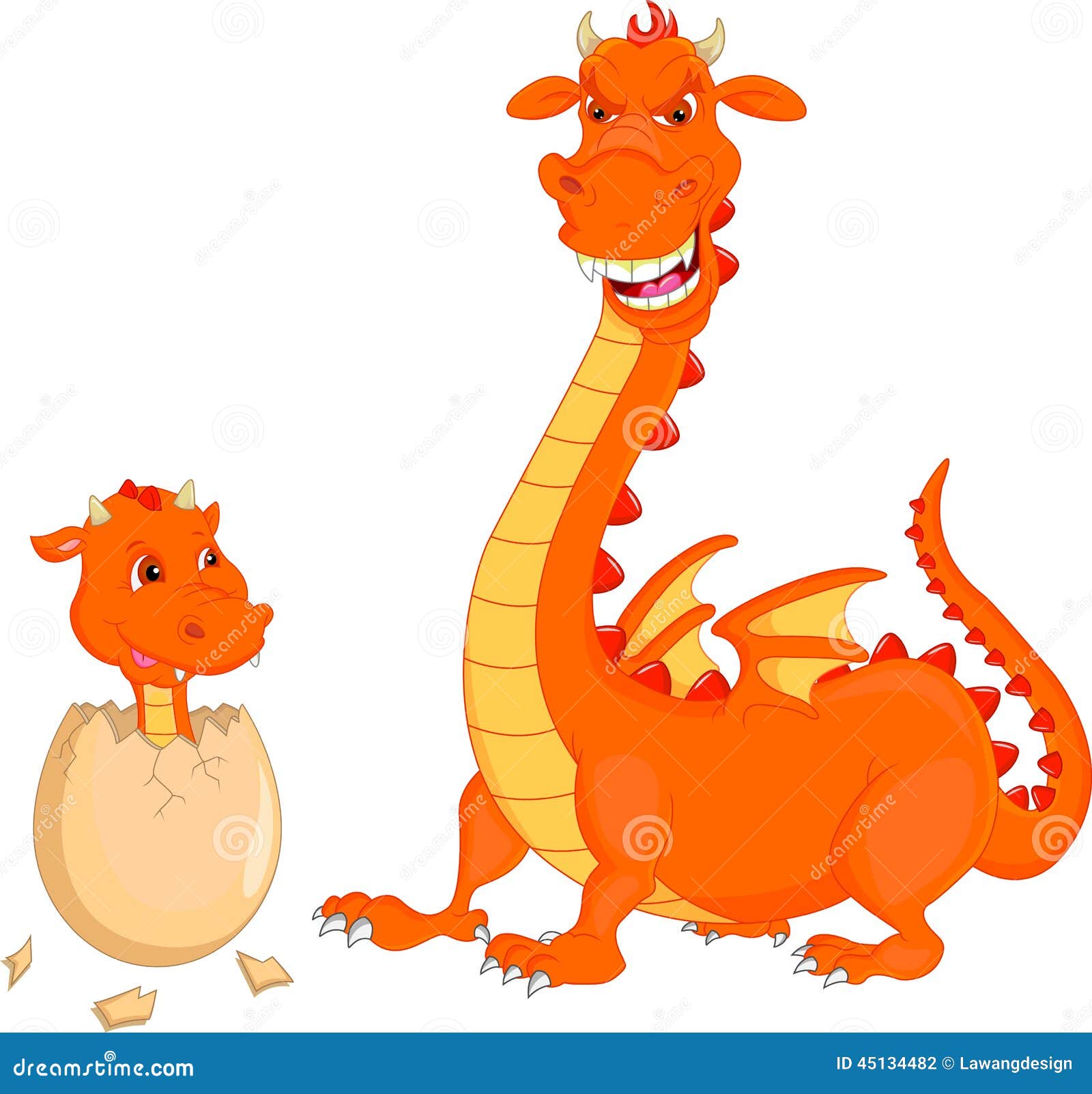 Mother and Baby Fire Dragon Hatching Stock Vector - Illustration of ...