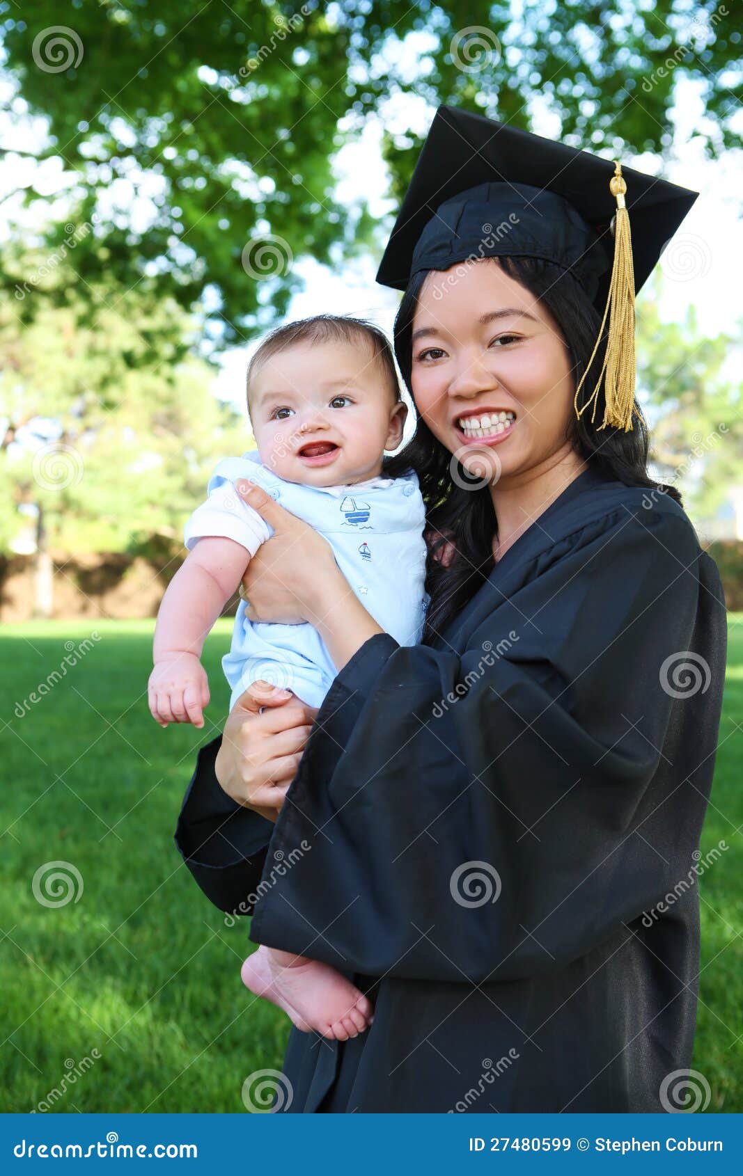 Mother and Baby at Graduation Stock Image - Image of cheerful, face ...