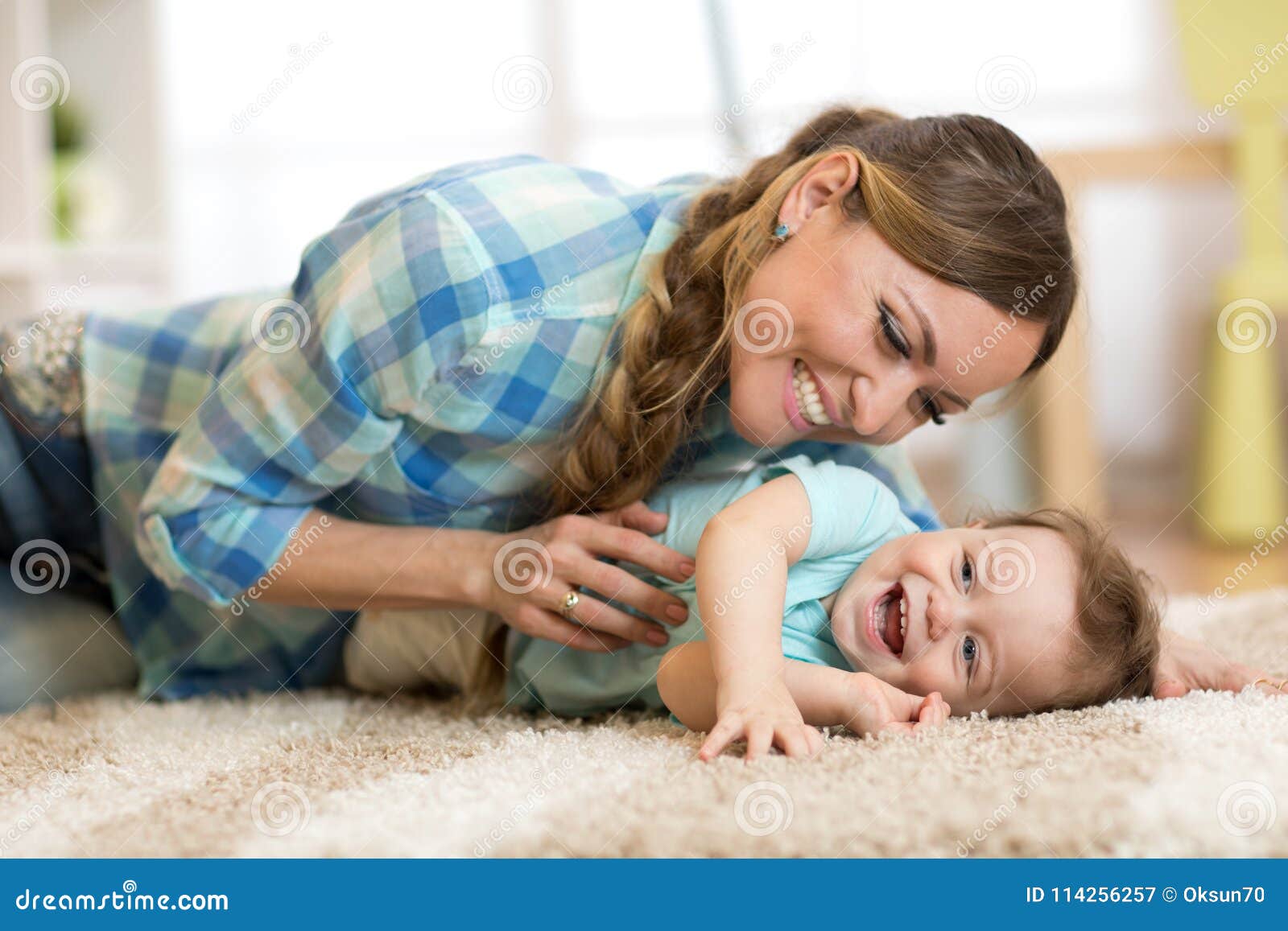 Mother with Baby Having a Fun at Home Stock Image - Image of baby ...