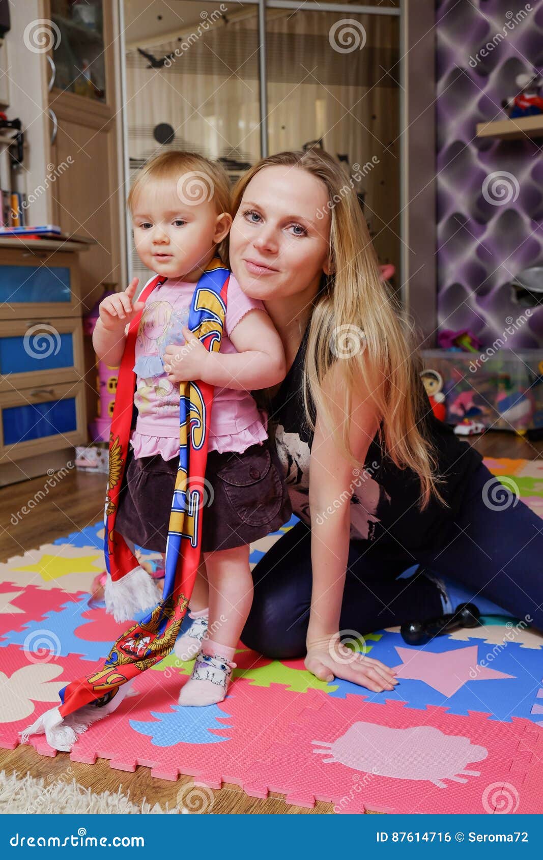 Mother and Baby Having Fun Playing at Home Stock Photo - Image of funny ...