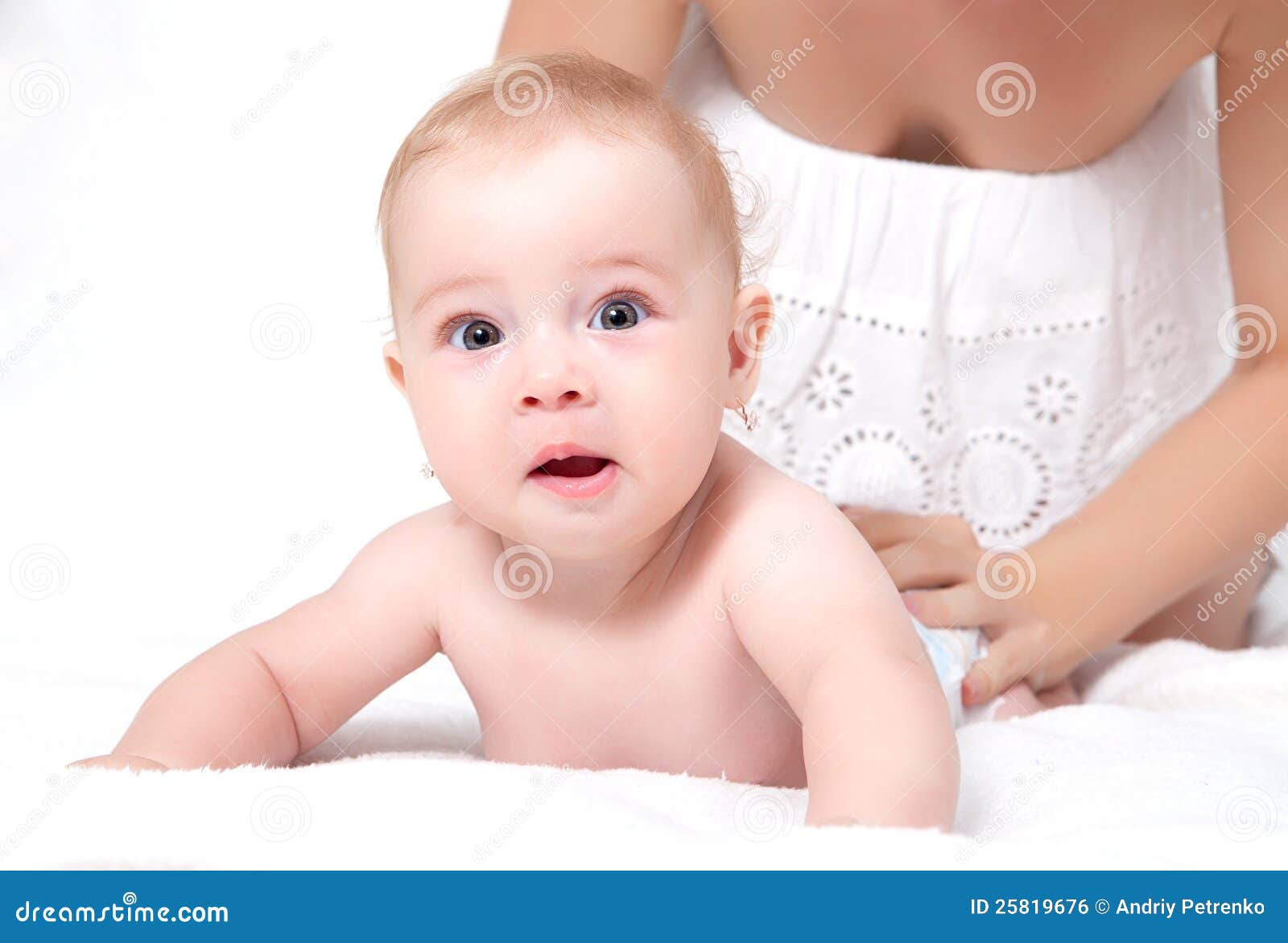 Mother with Baby Over White Stock Photo - Image of cute, bonding: 25819676