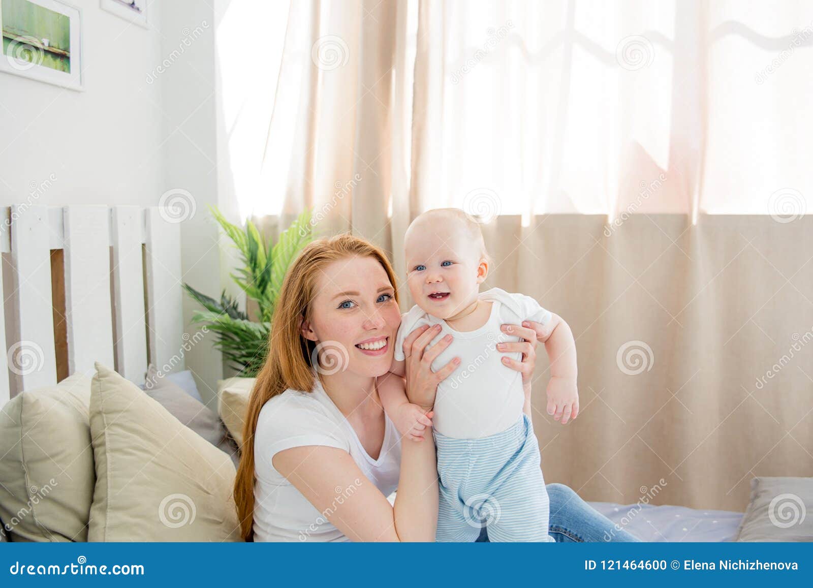 Mother with a baby stock photo. Image of white, baby - 121464600