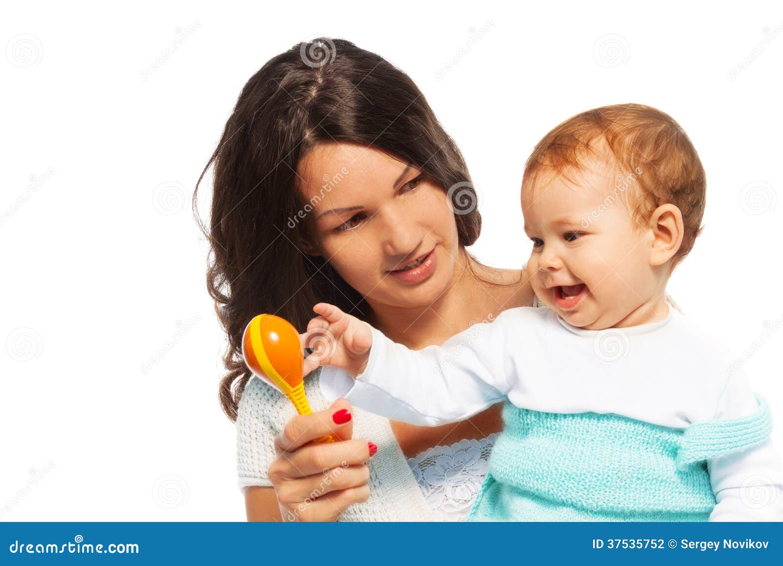 Mother baby and rattle stock photo. Image of love, people - 37535752