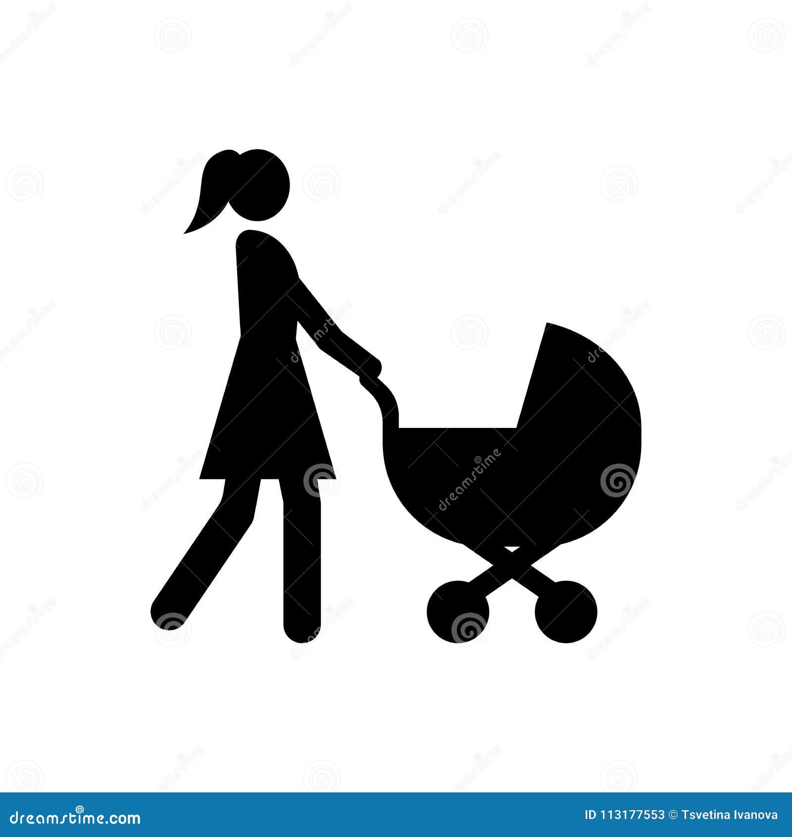 Mother and Baby Stroller Icon, Baby Pram Icon Stock Vector ...
