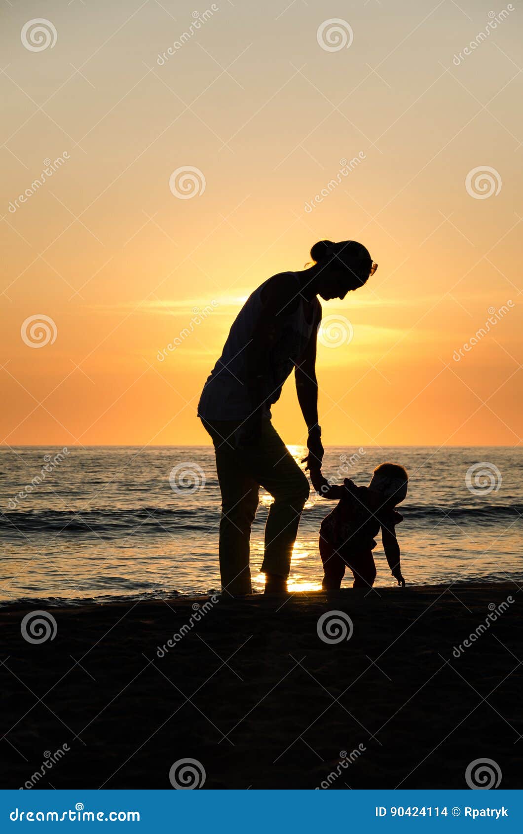 Mother with Baby in Sunset Light Stock Photo - Image of family, baby ...