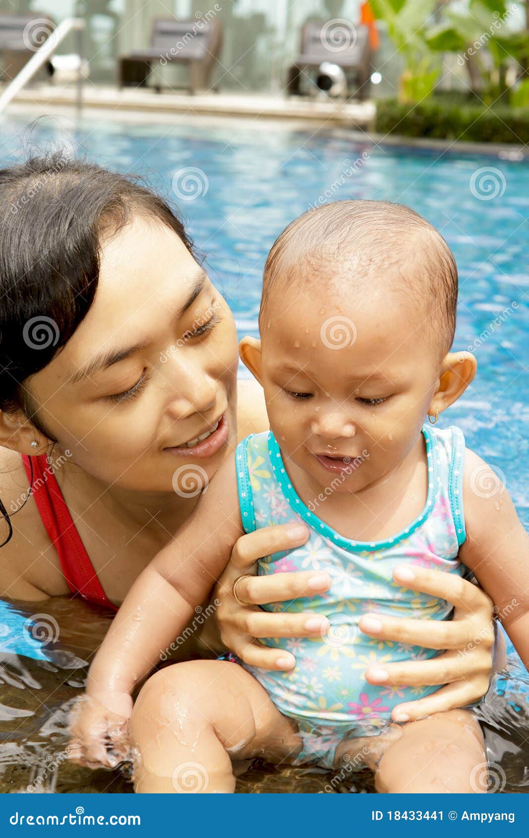 Mother and Baby at Swimming Pool Stock Image - Image of parenting ...