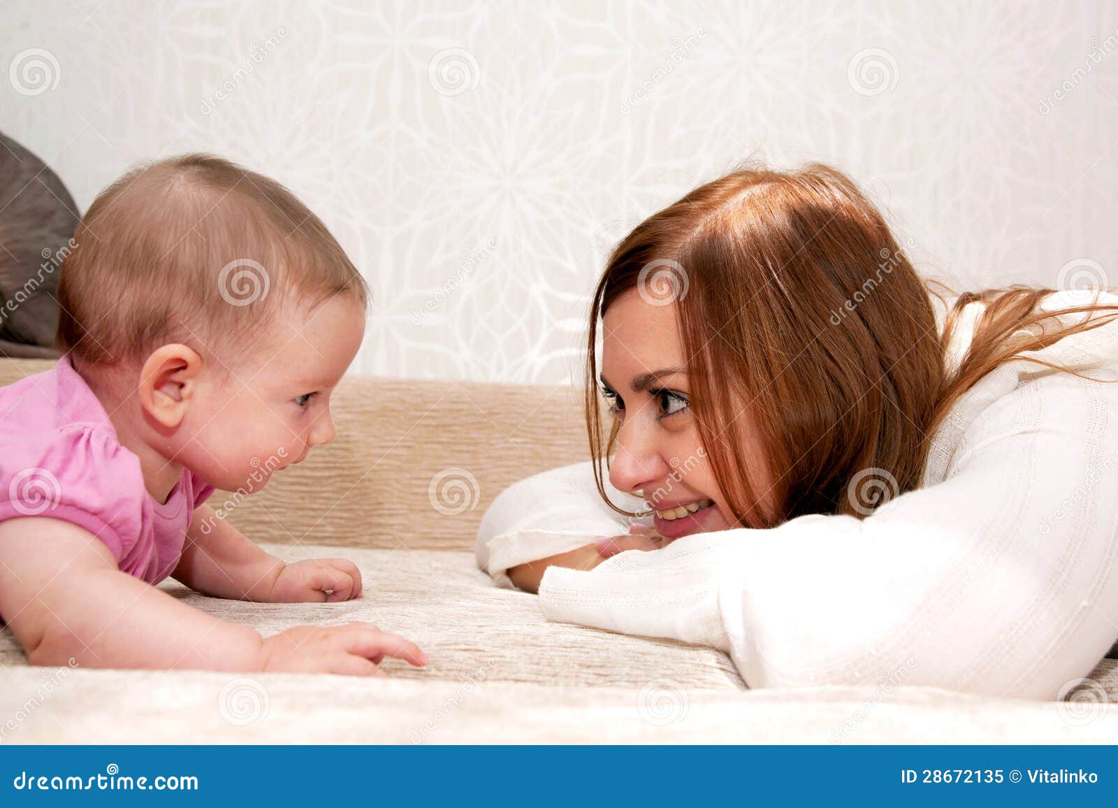 Mother and baby talking stock image. Image of daughter - 28672135