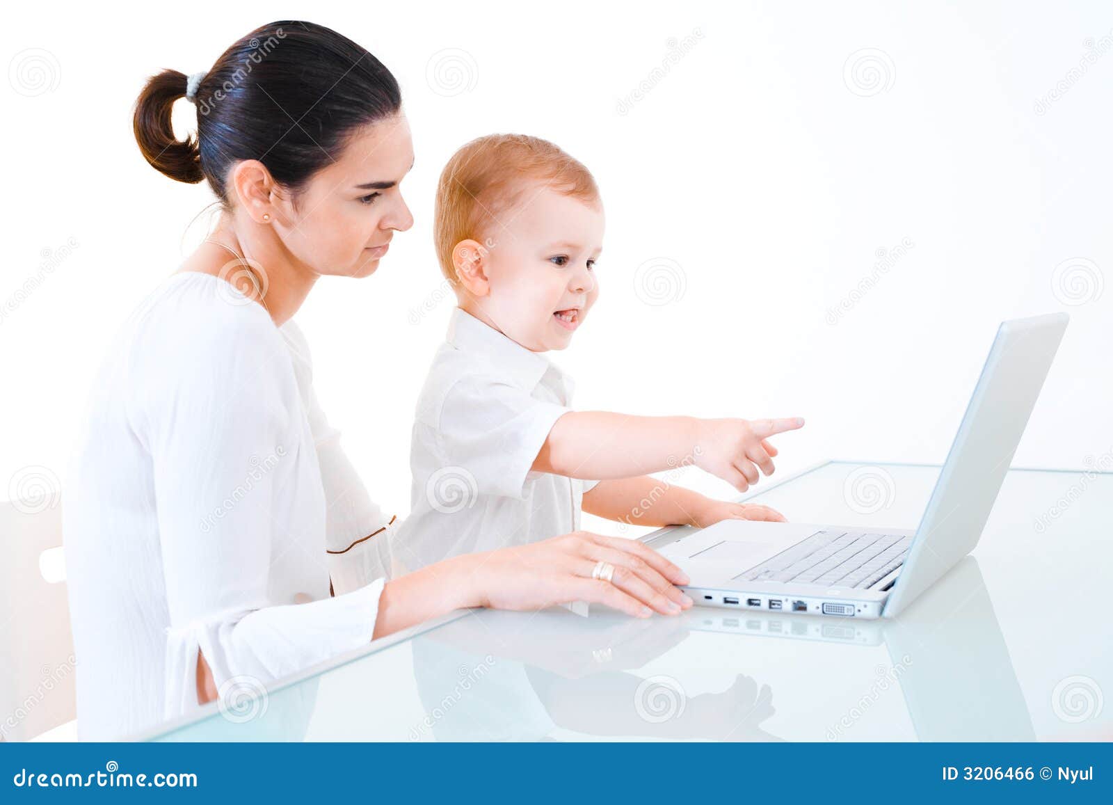 Mother and Baby Using Laptop Stock Photo - Image of lifestyle, family ...