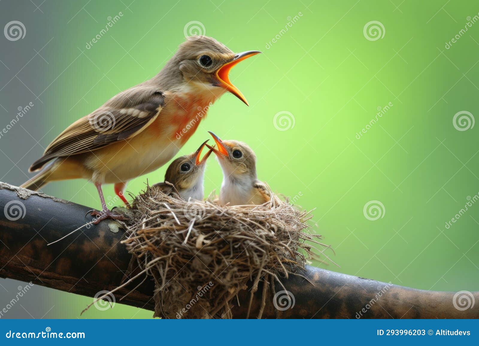 Mother Bird Feeding Her Offspring Stock Image - Image of care ...