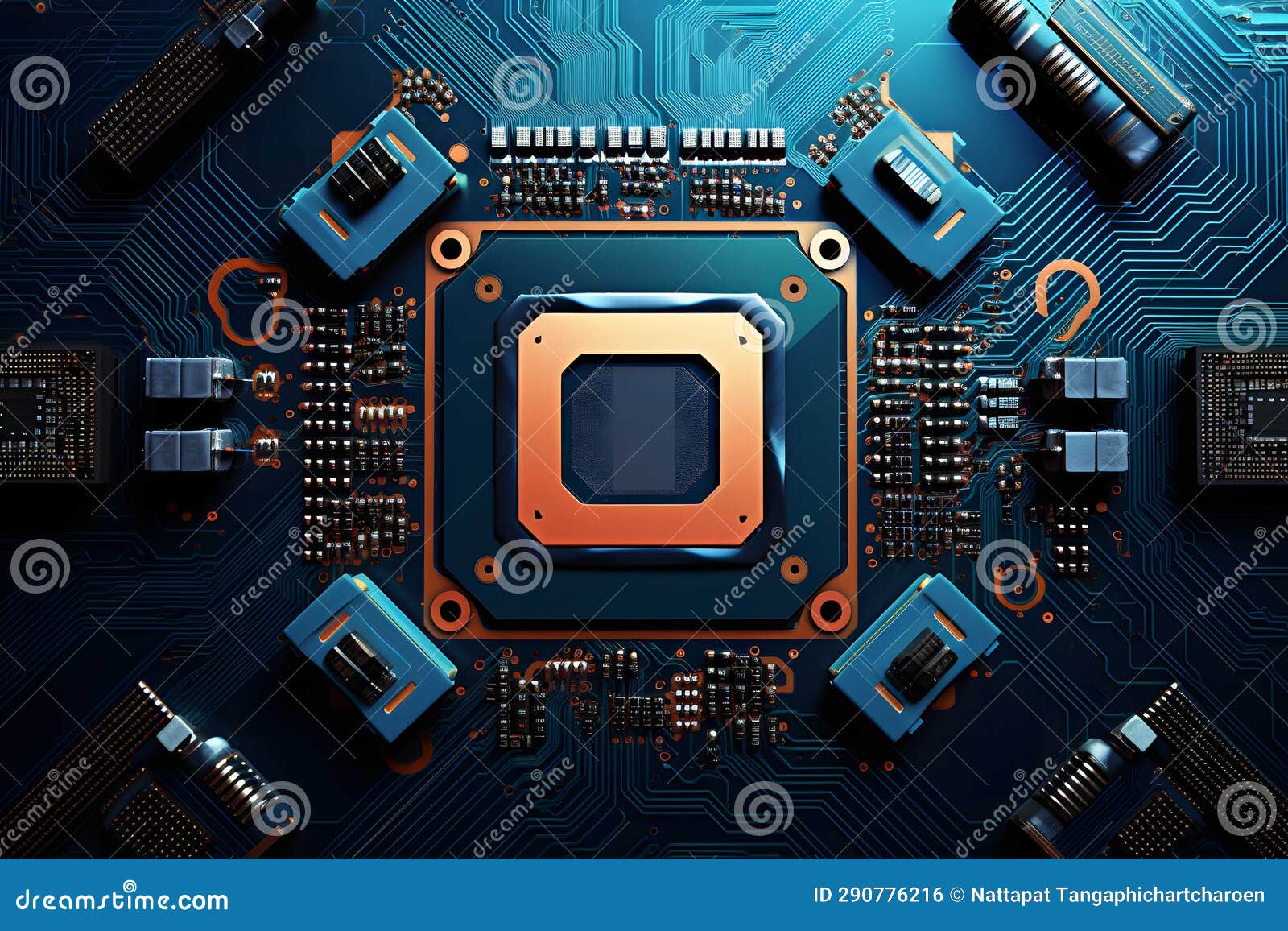 Mother Board Microchip and Circuit Top View Cpu, Generated AI Stock ...
