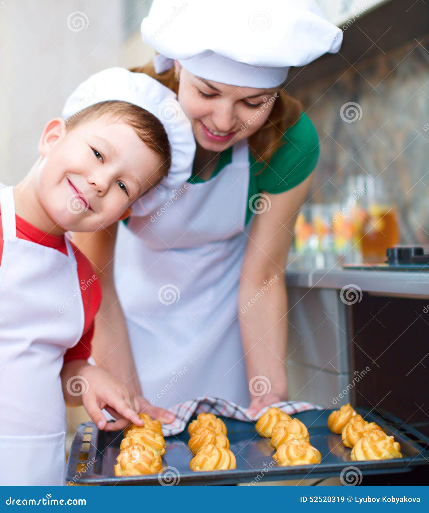 Mother with Boy Making Bread Stock Image - Image of female, male: 52520319