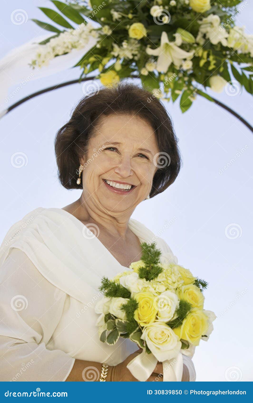 Mother of Bride with Bouquet Outdoors (portrait) Stock Photo - Image of ...