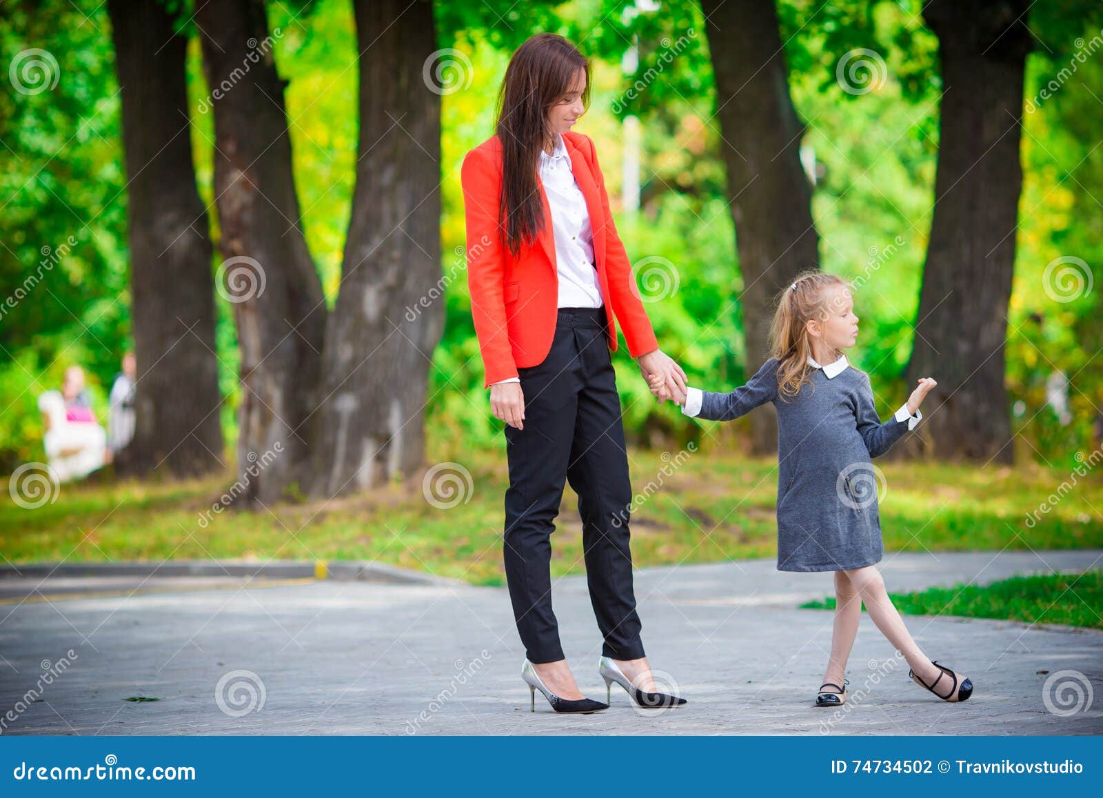 Mother Brings Her Daughter To School. Adorable Little Girl Feeling Very ... Mother Brings Her Daughter To School. Adorable Little Girl Feeling Very ...