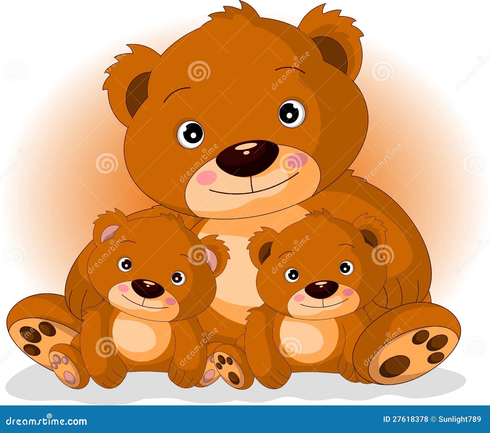 Mother Brown Bear with Her Sons Stock Illustration - Illustration of ...