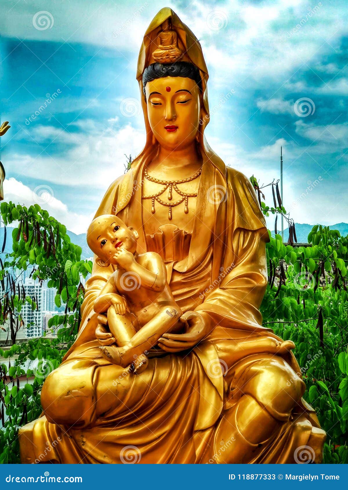 Mother Buddha Statues stock image. Image of hongkong - 118877333
