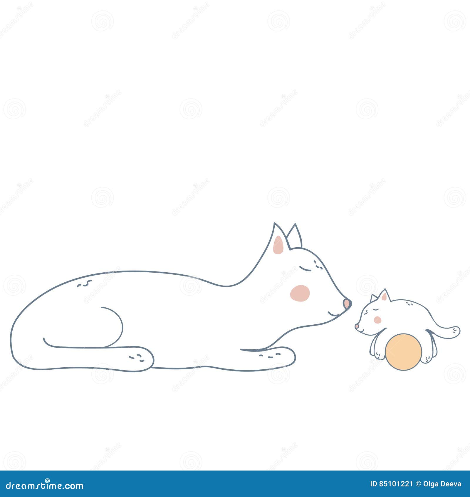 Mother Cat with Kitten stock vector. Illustration of parent - 85101221