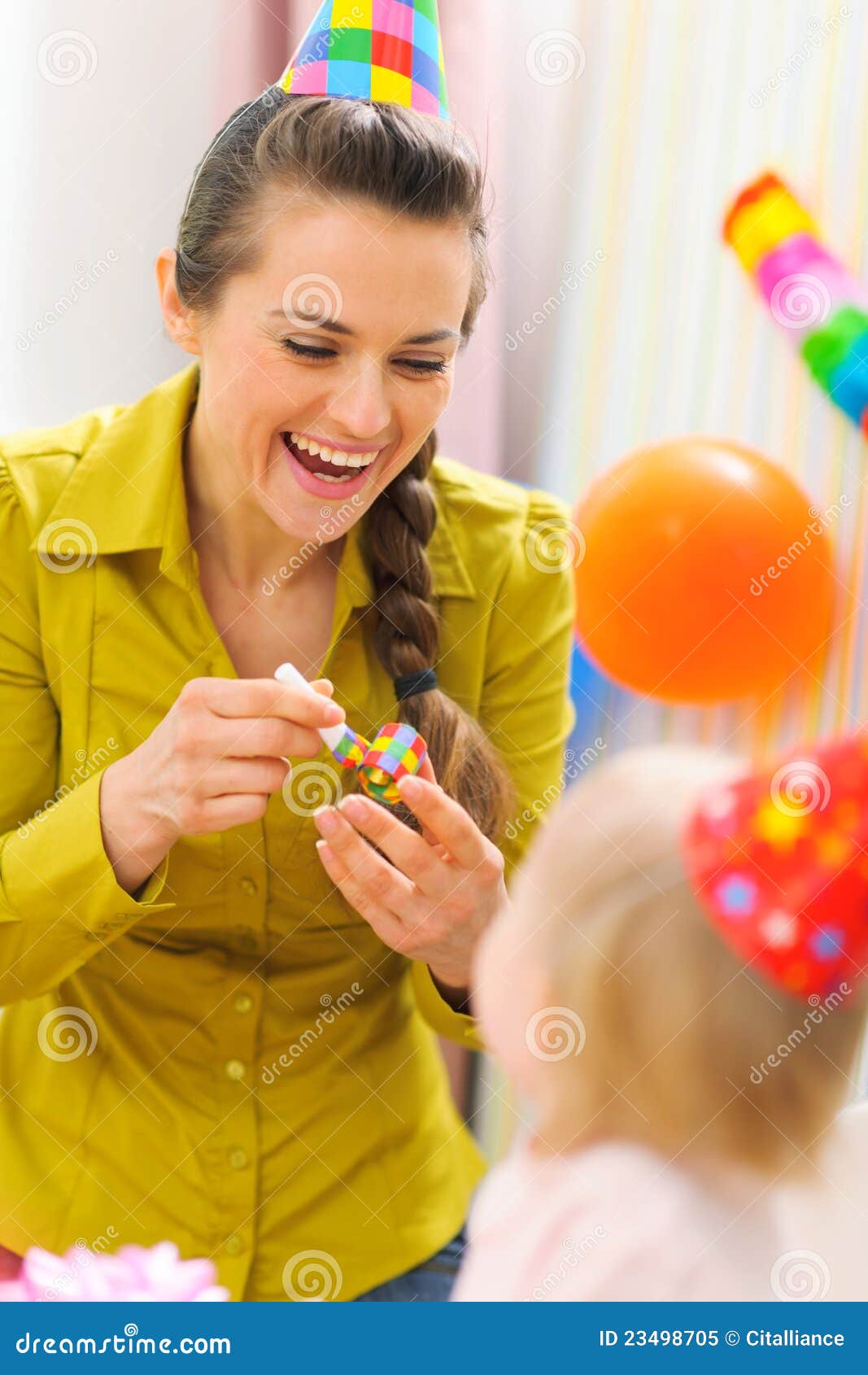 Mother Celebrating First Birthday of Her Baby Stock Image - Image of ...