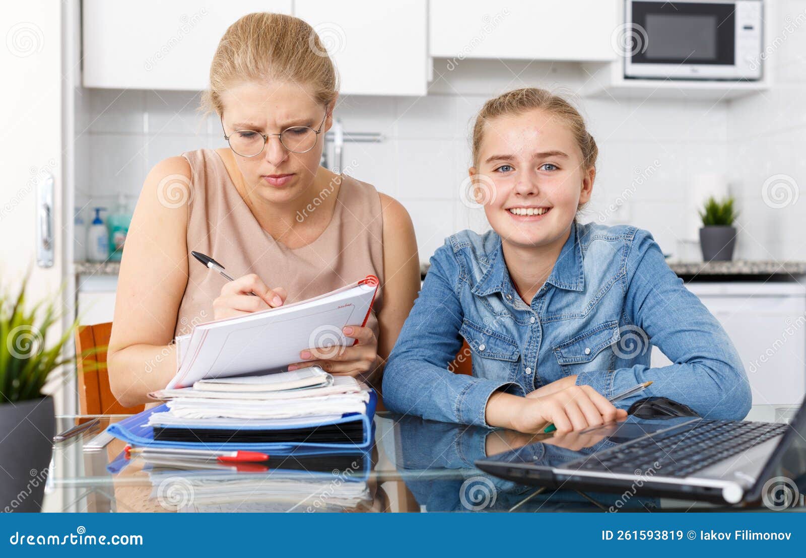 Mother Checking Well Done Home Task Stock Image - Image of test ... Mother Checking Well Done Home Task Stock Image - Image of test ...
