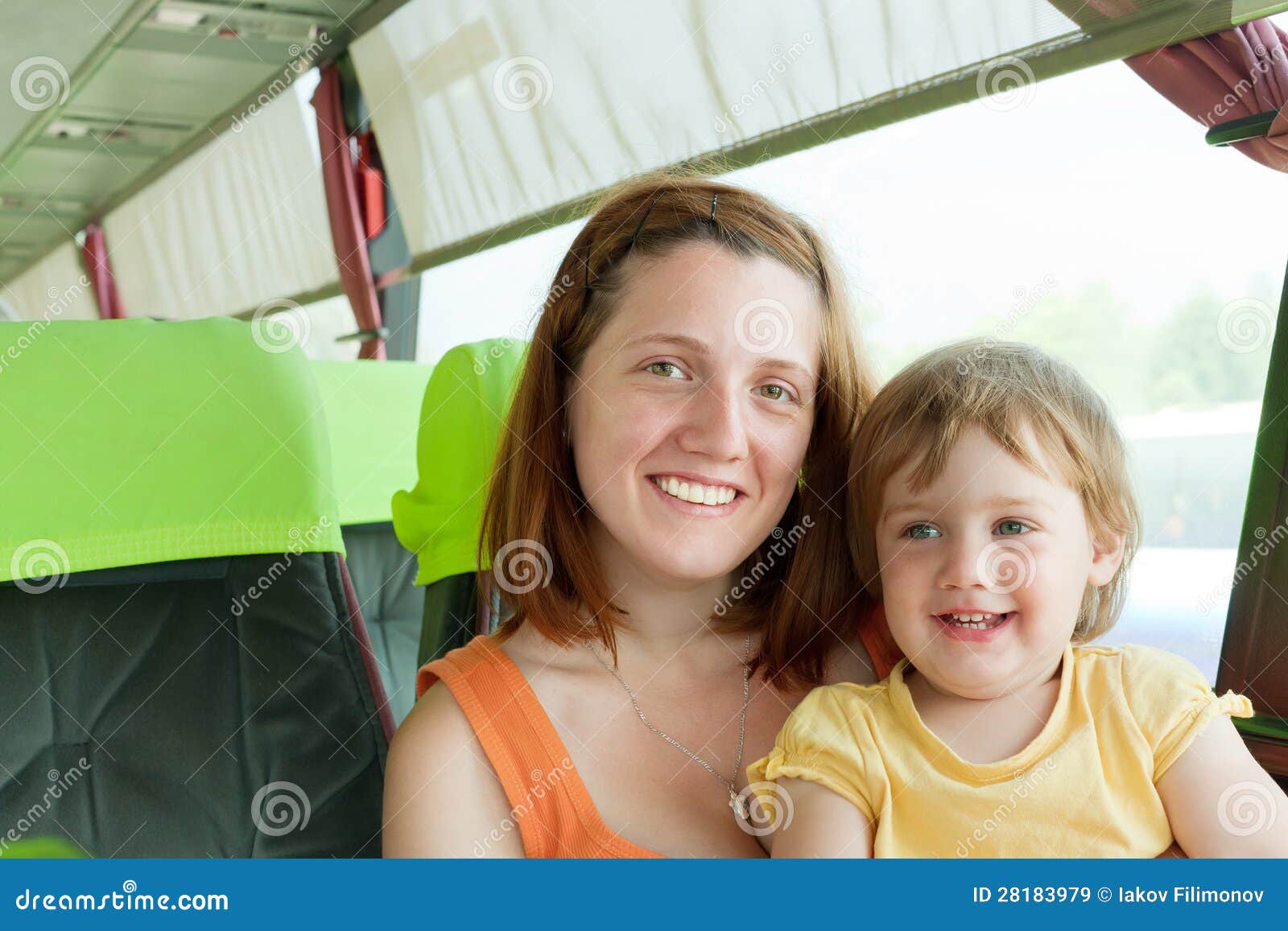 Mother and Child in Autobus Stock Image - Image of casual, frame: 28183979