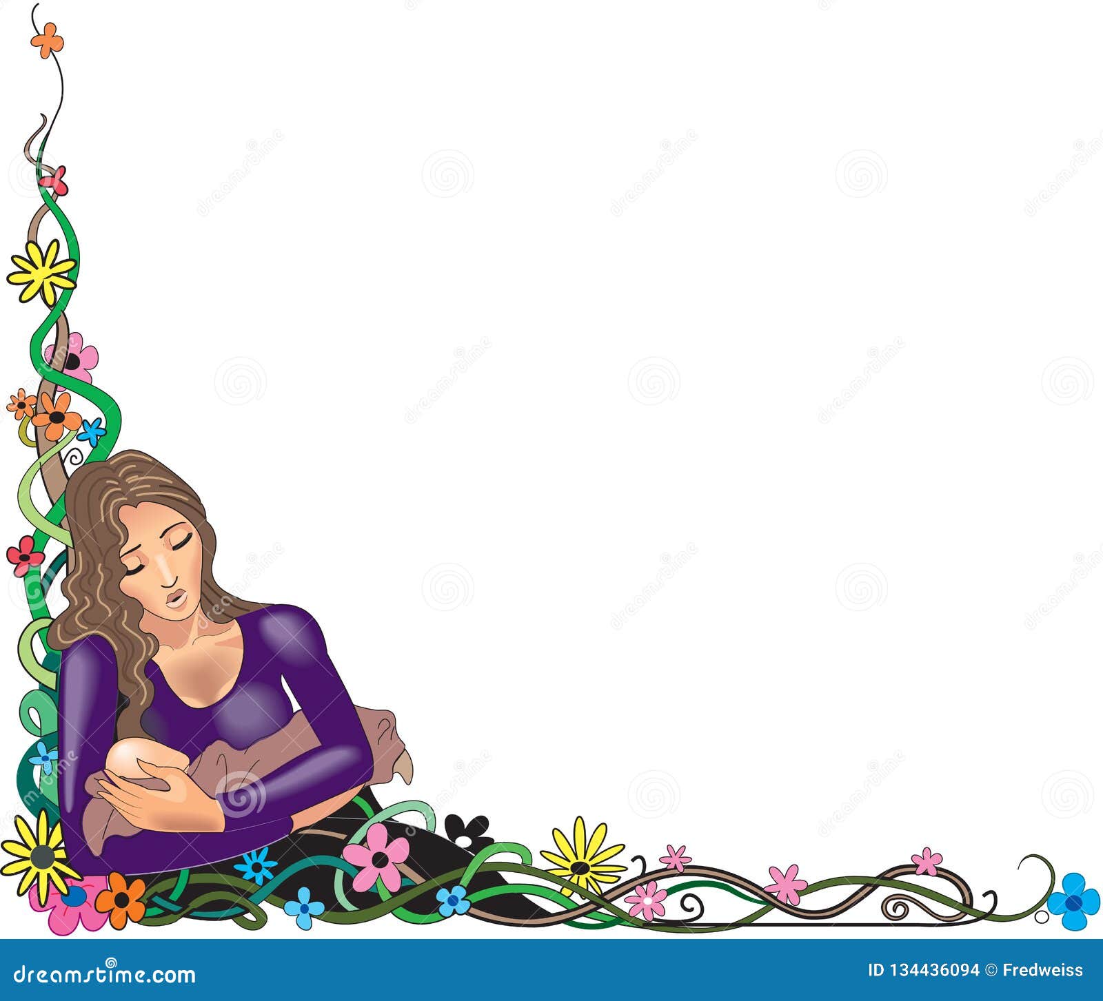 Mother and Child Border Vector Illustration Stock Vector - Illustration ...
