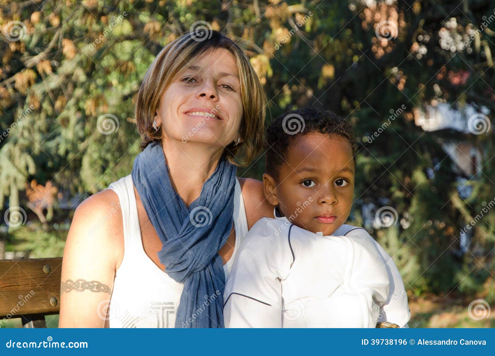 Mother with Child Color Adopted Stock Photo - Image of horizontal ...