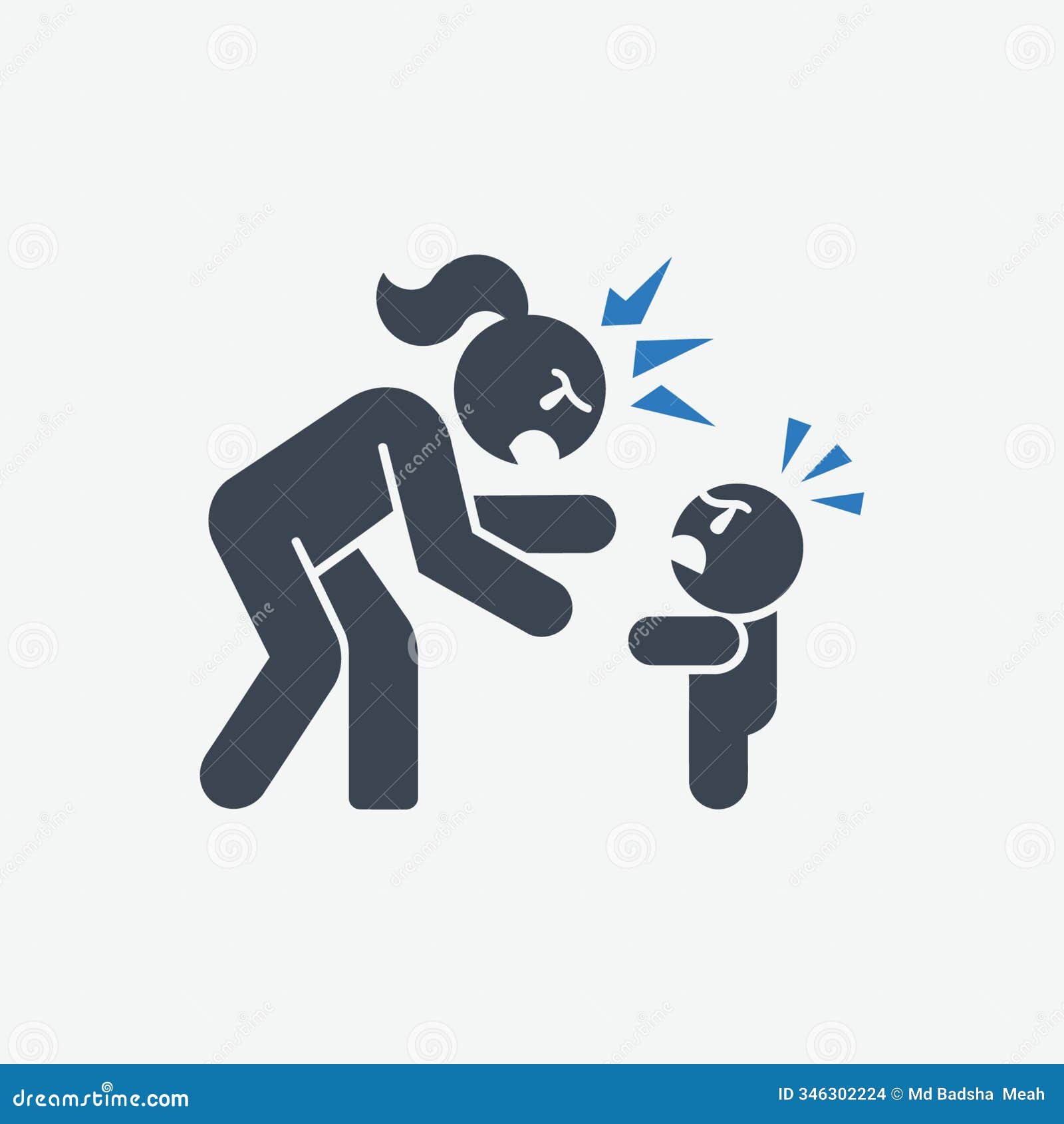 Mother Child Conflict icon stock illustration. Illustration of anger ...