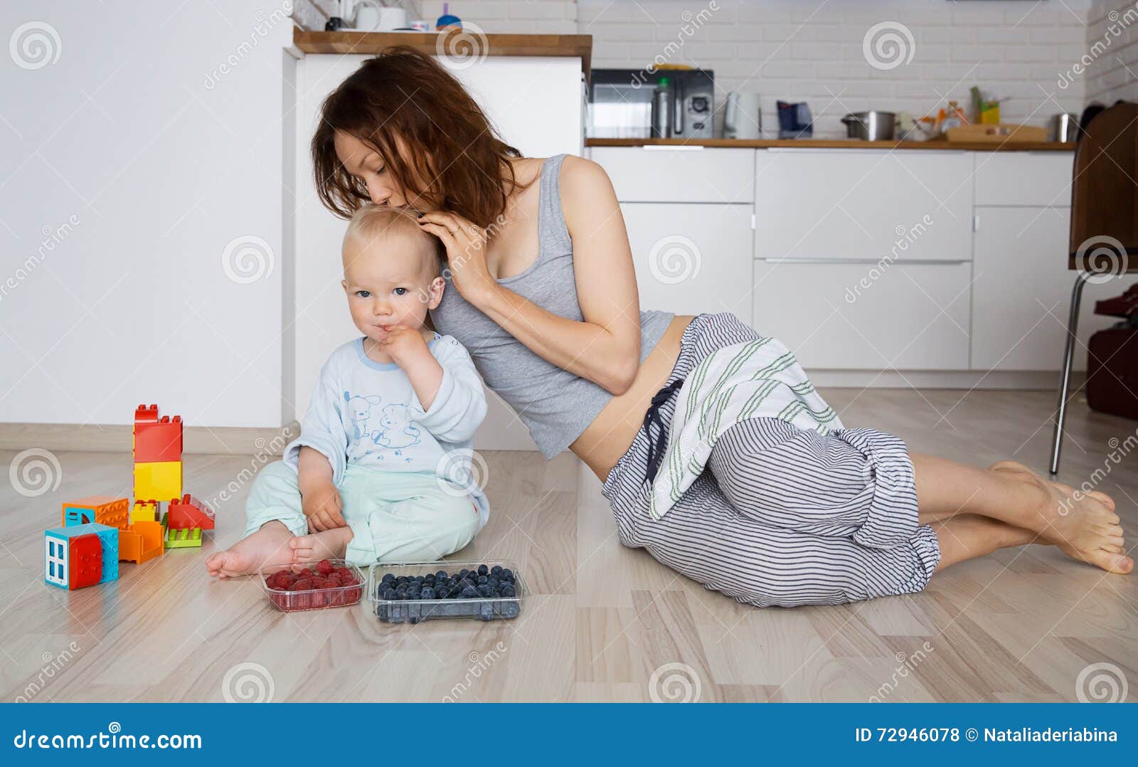 Mother and Child Eating Together Stock Photo - Image of happiness ...