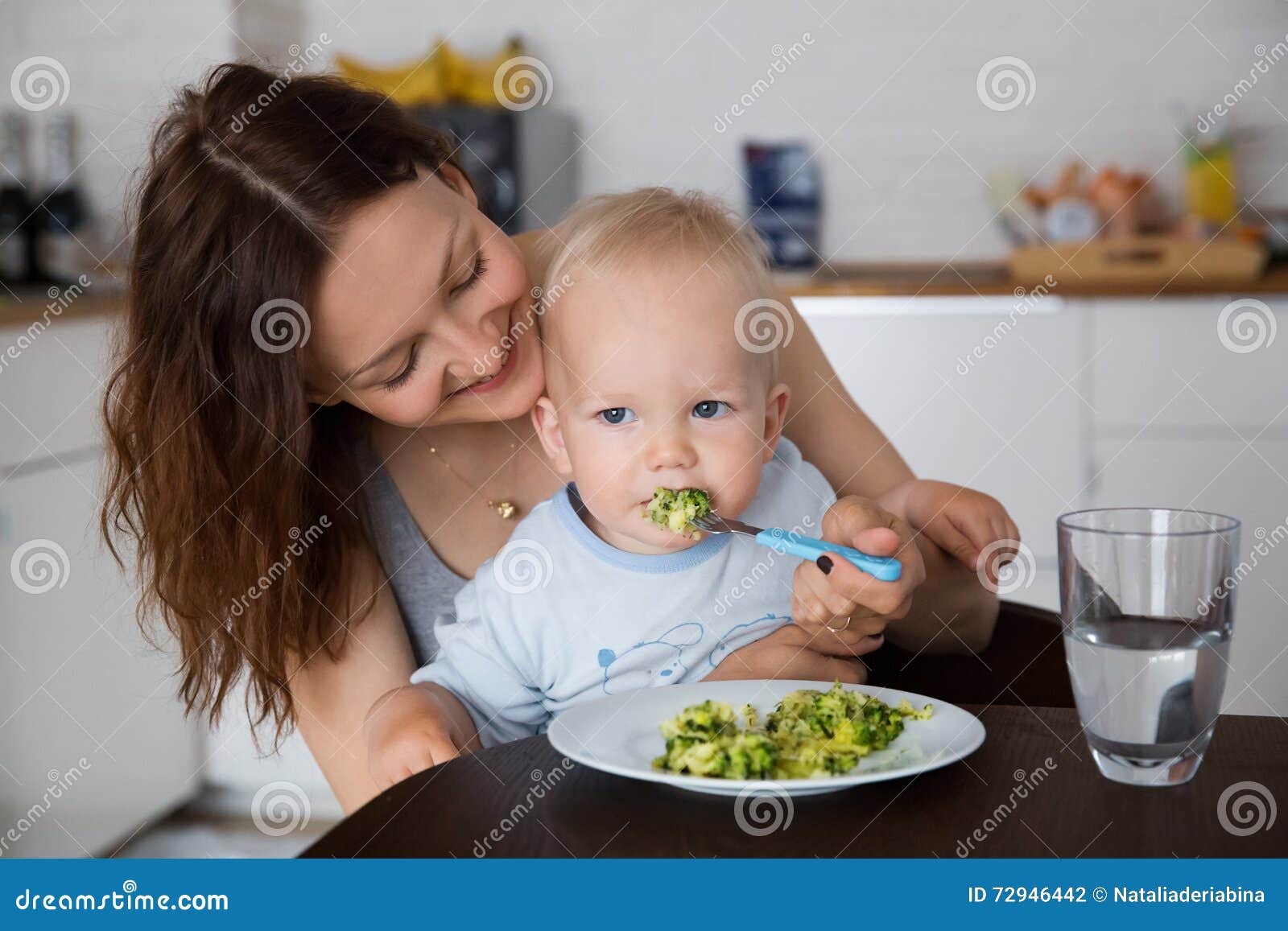 Mother and Child Eating Together Stock Photo - Image of caucasian, baby ...
