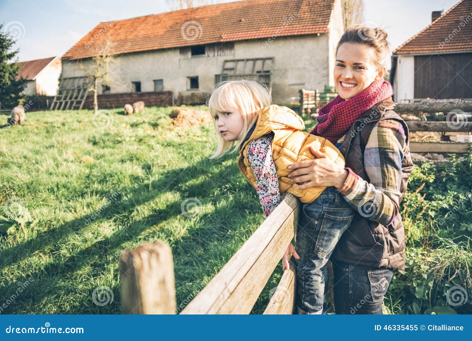 Mother and child on farm stock image. Image of female - 46335455