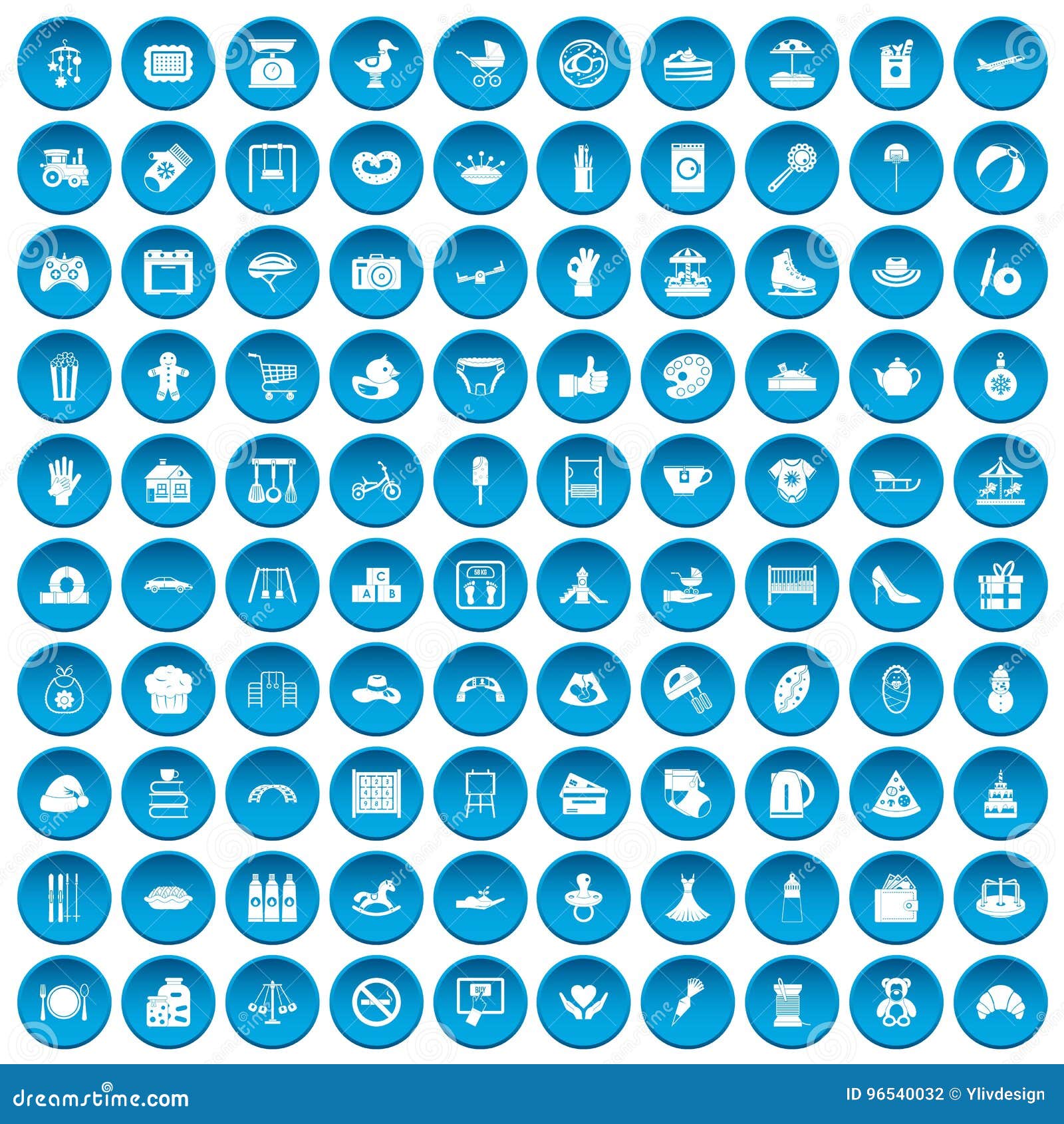 100 Mother and Child Icons Set Blue Stock Vector - Illustration of game ...