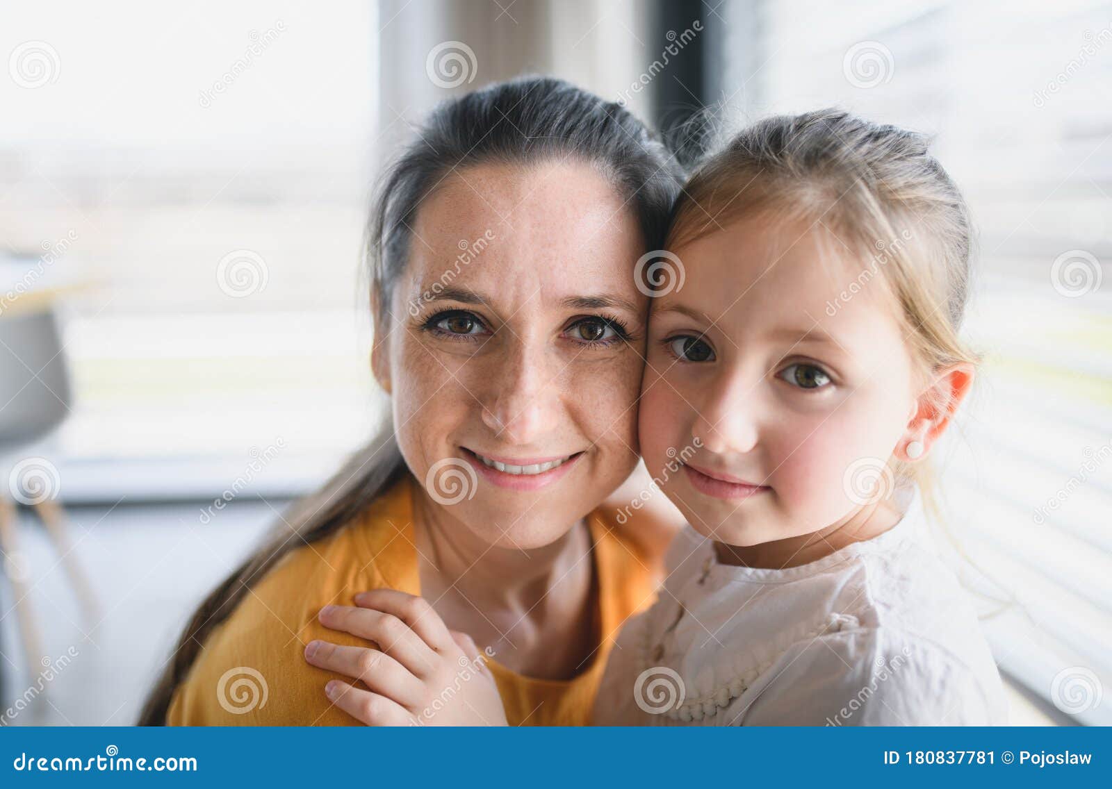 Mother and Child Indoors at Home, Looking at Camera. Stock Image ...